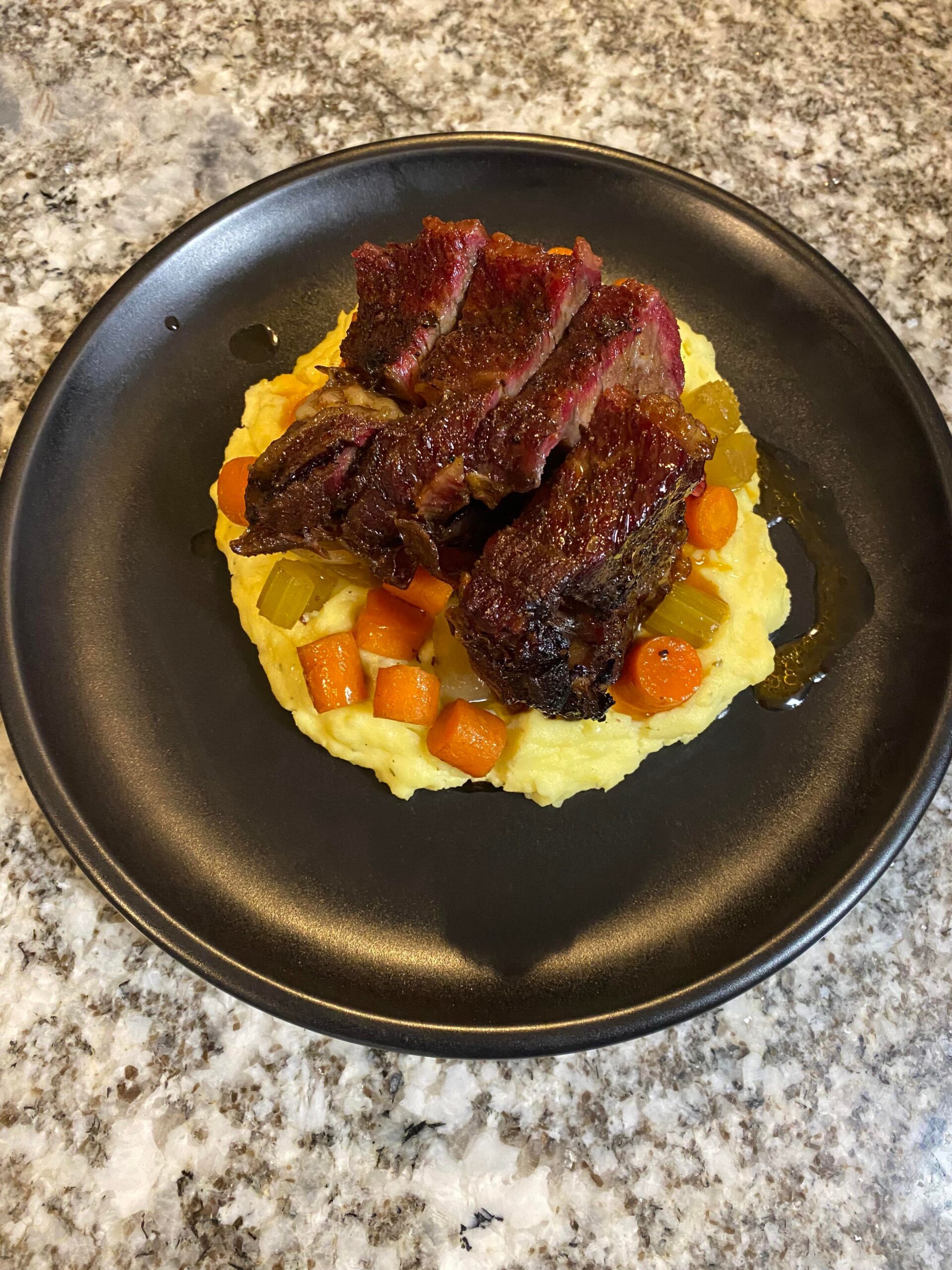 Cola braised short rib + creamy garlic herb mashed potatoes - Dining ...