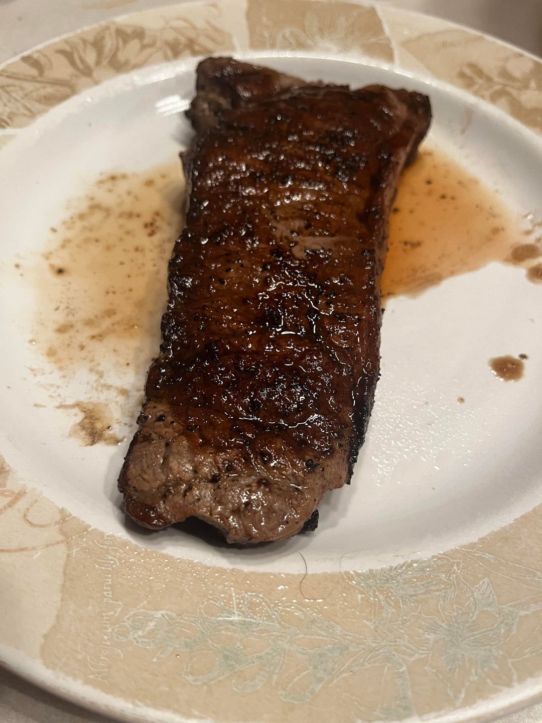 NY strip, overshot the temp a lil while butter basting. Still proud ...