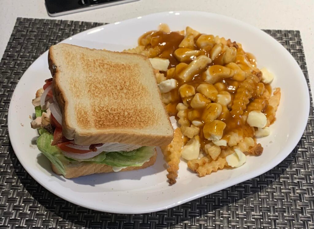 Club sandwich w/ poutine - Dining and Cooking
