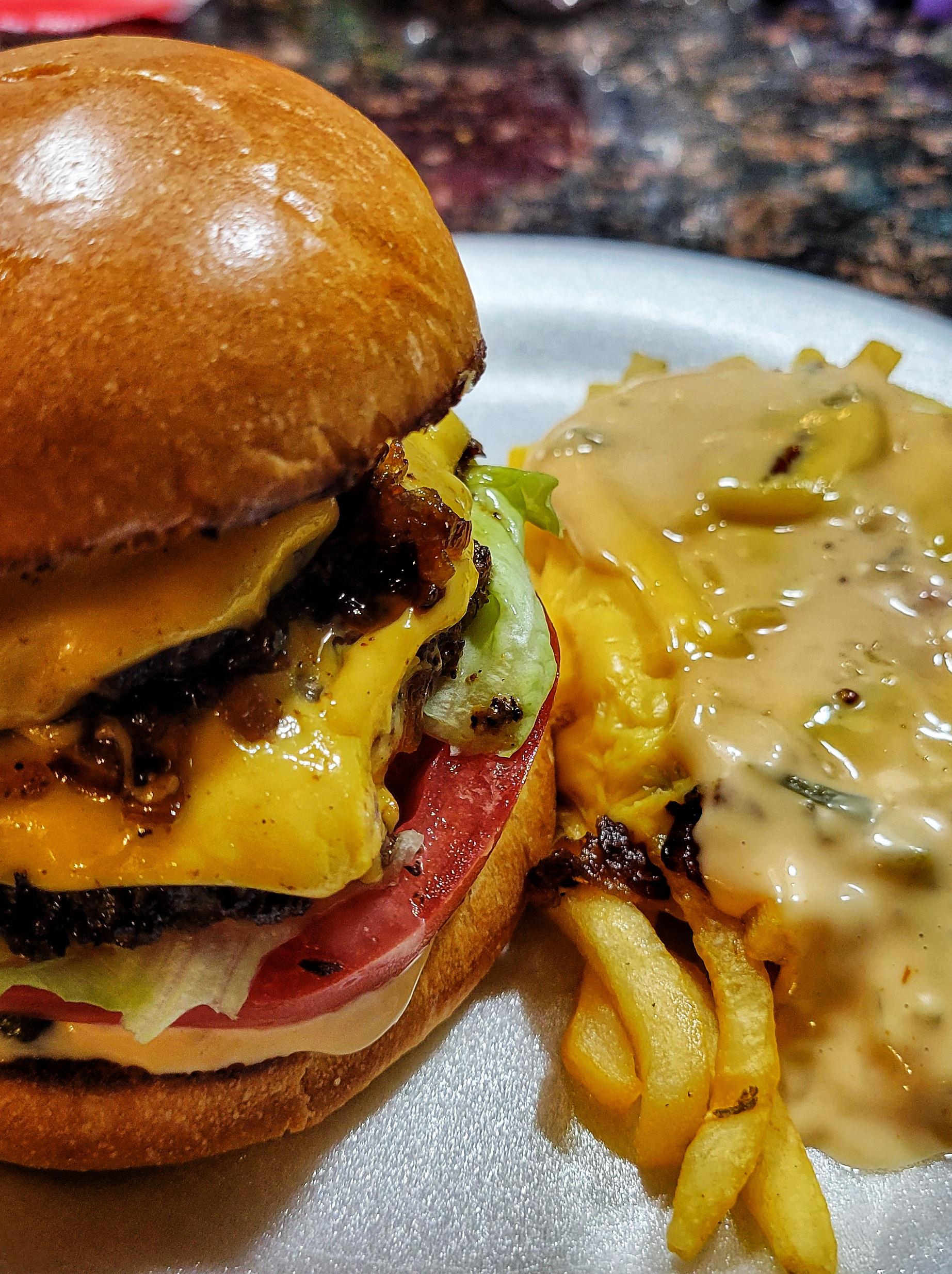 My homage to the In-N-Out double double animal style, with animal fries ...