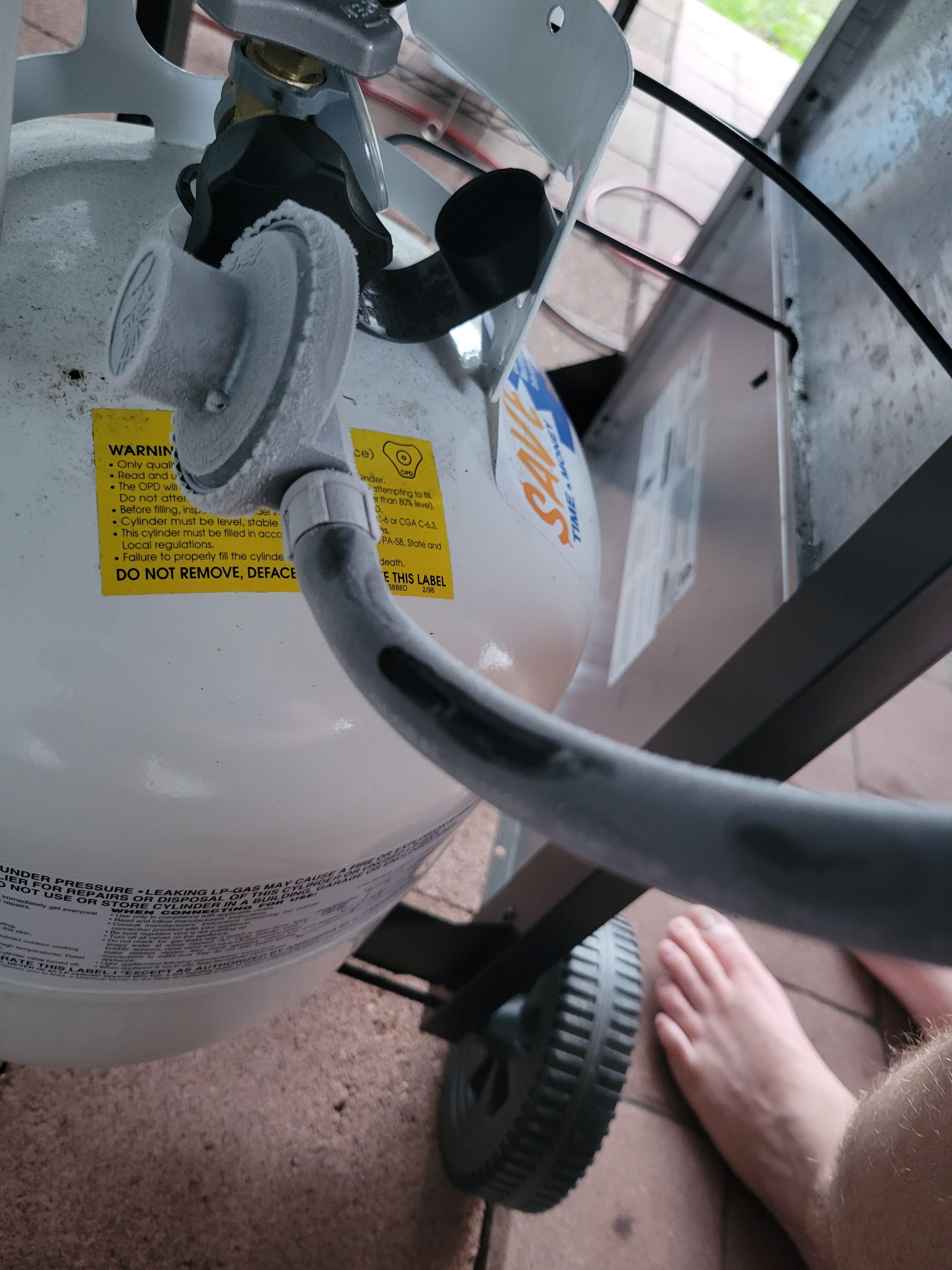 Is condensation on propane hose connecting tank to grill normal ...