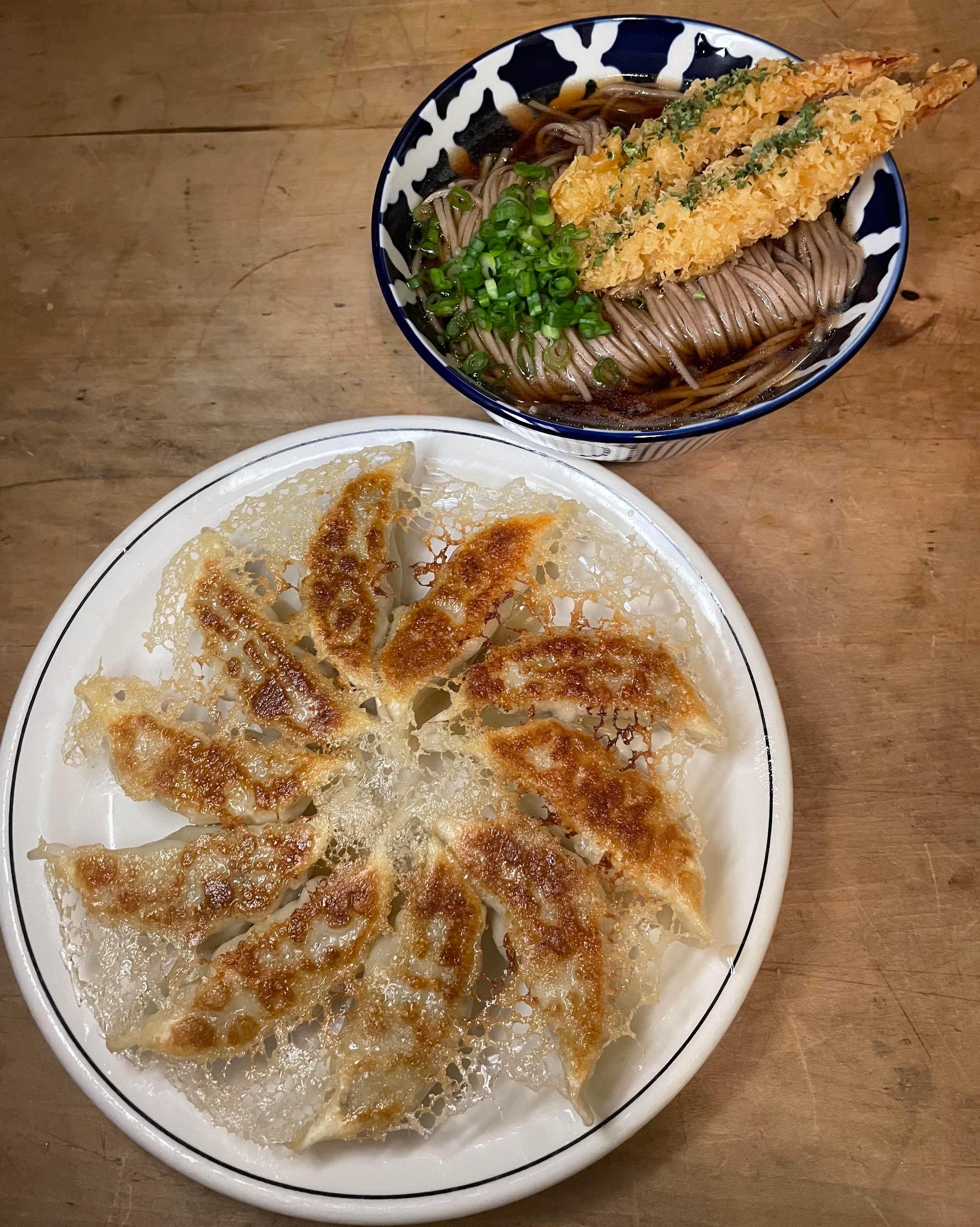 toshikoshi soba and lacy gyoza - Dining and Cooking