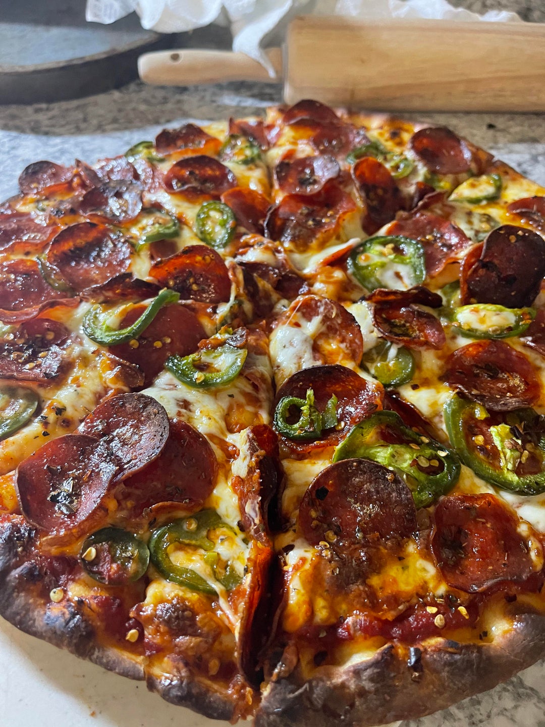 Spicy NYE Pie with pep, jalapeño and hot honey - Dining and Cooking