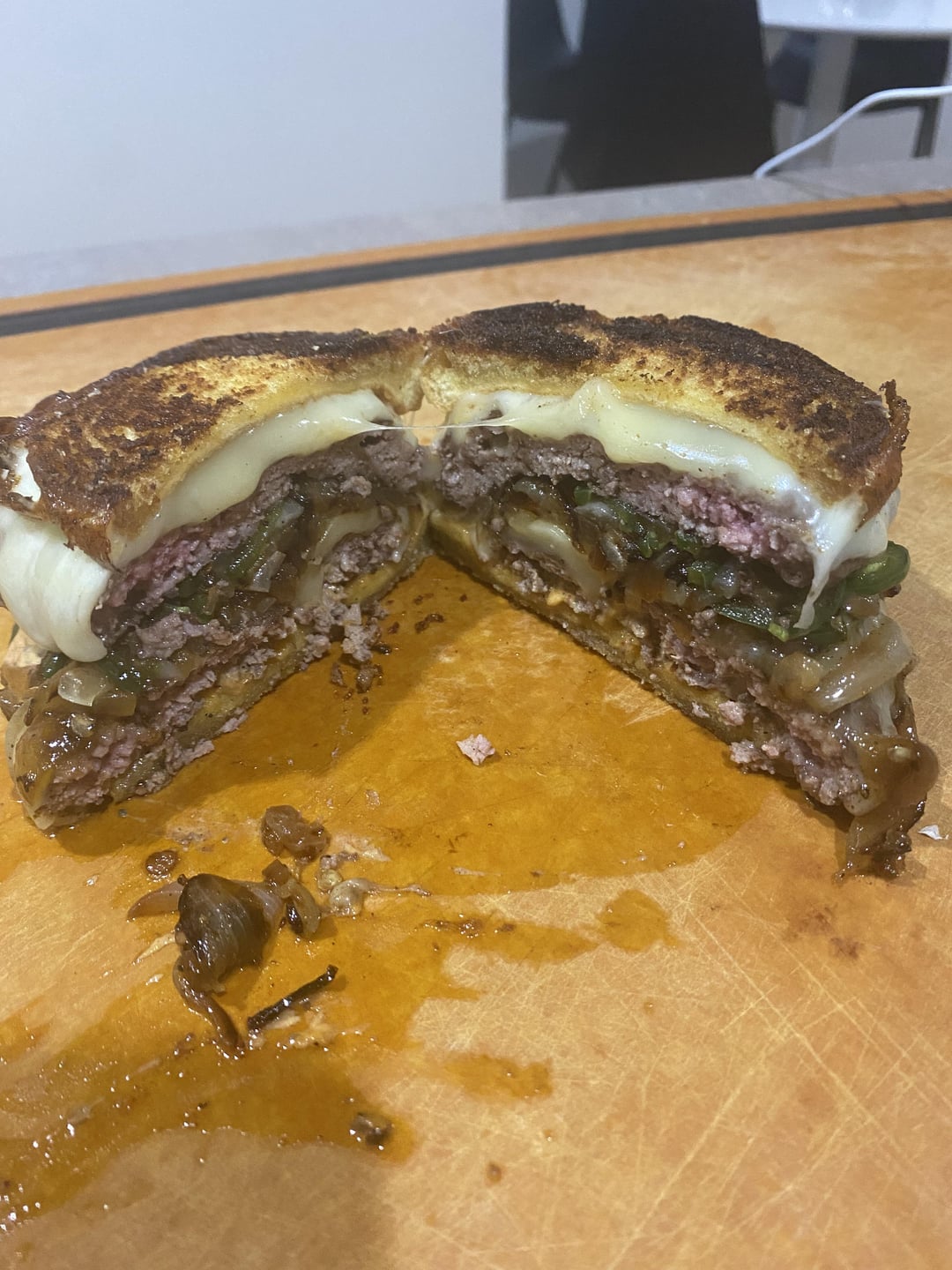 Tried my hand at a grilled cheeseburger for Fat Tuesday. Gratuitous but ...