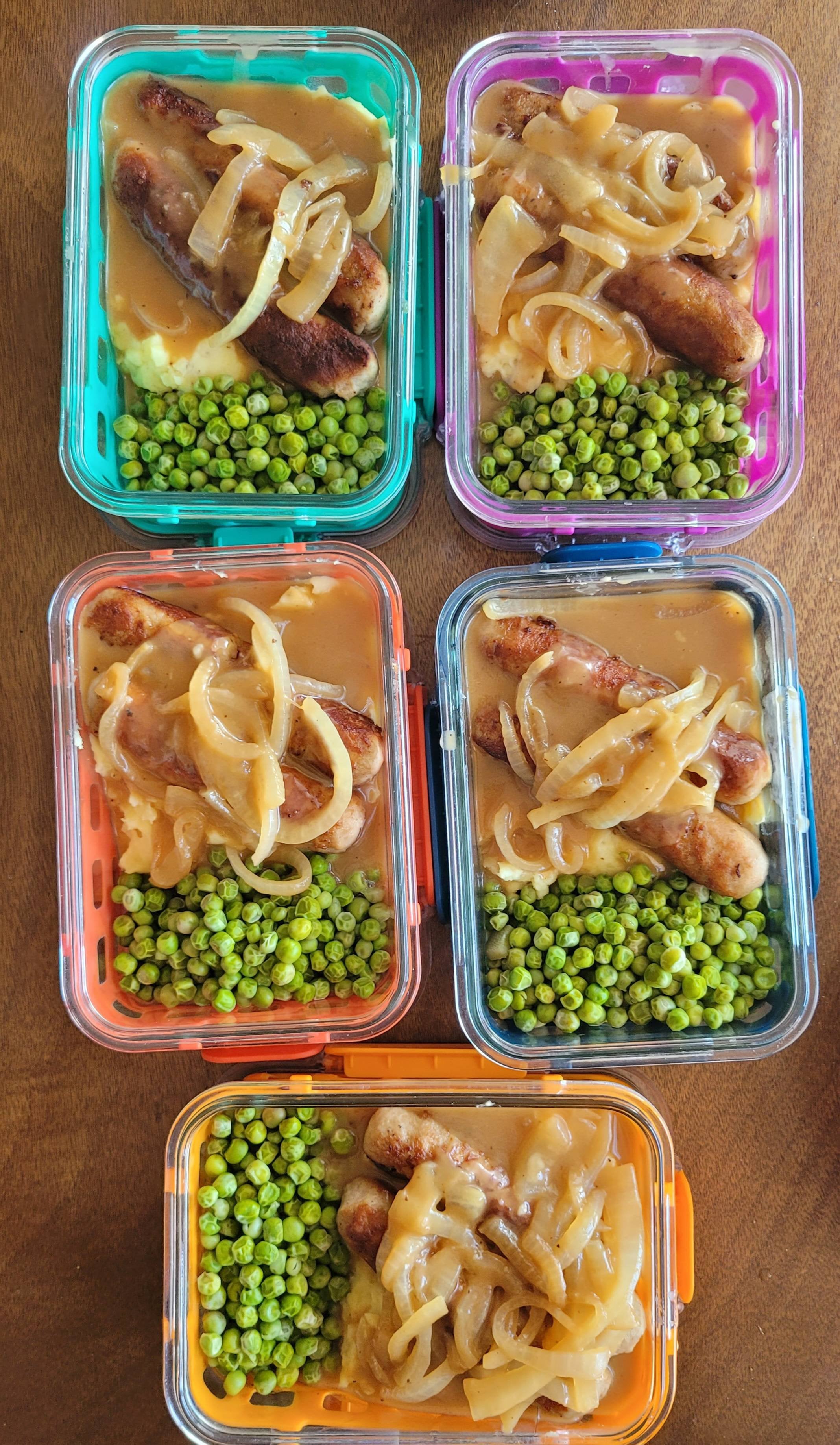Lunches for this week set: Bangers and Mash. - Dining and Cooking