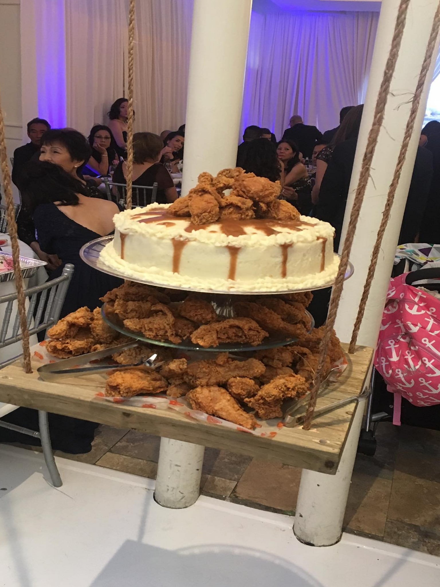 [I ate] Mashed potato wedding cake with gravy icing and fried chicken ...