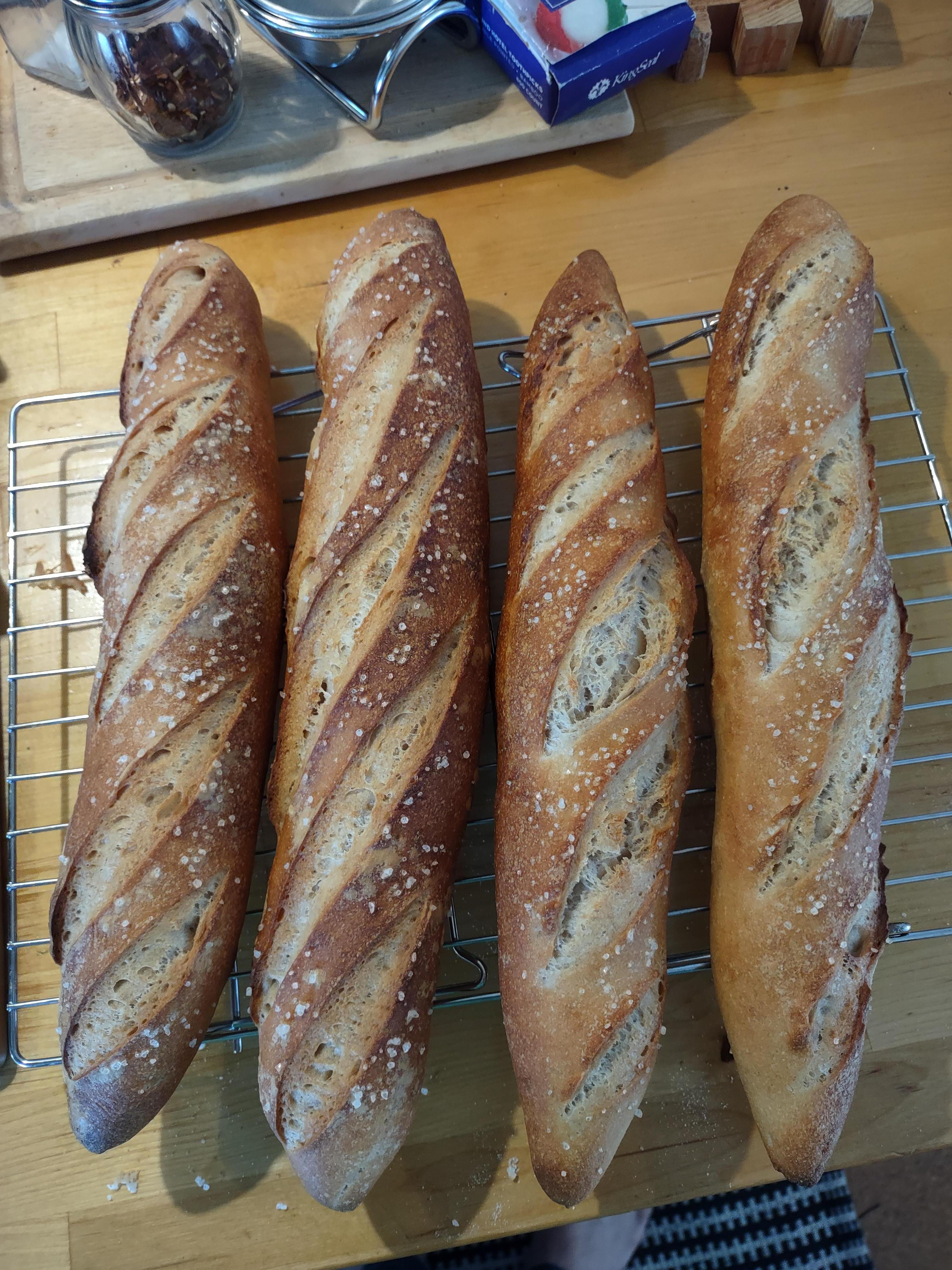 First try with Pâte Fermentée baguettes, seems like a good way of ...