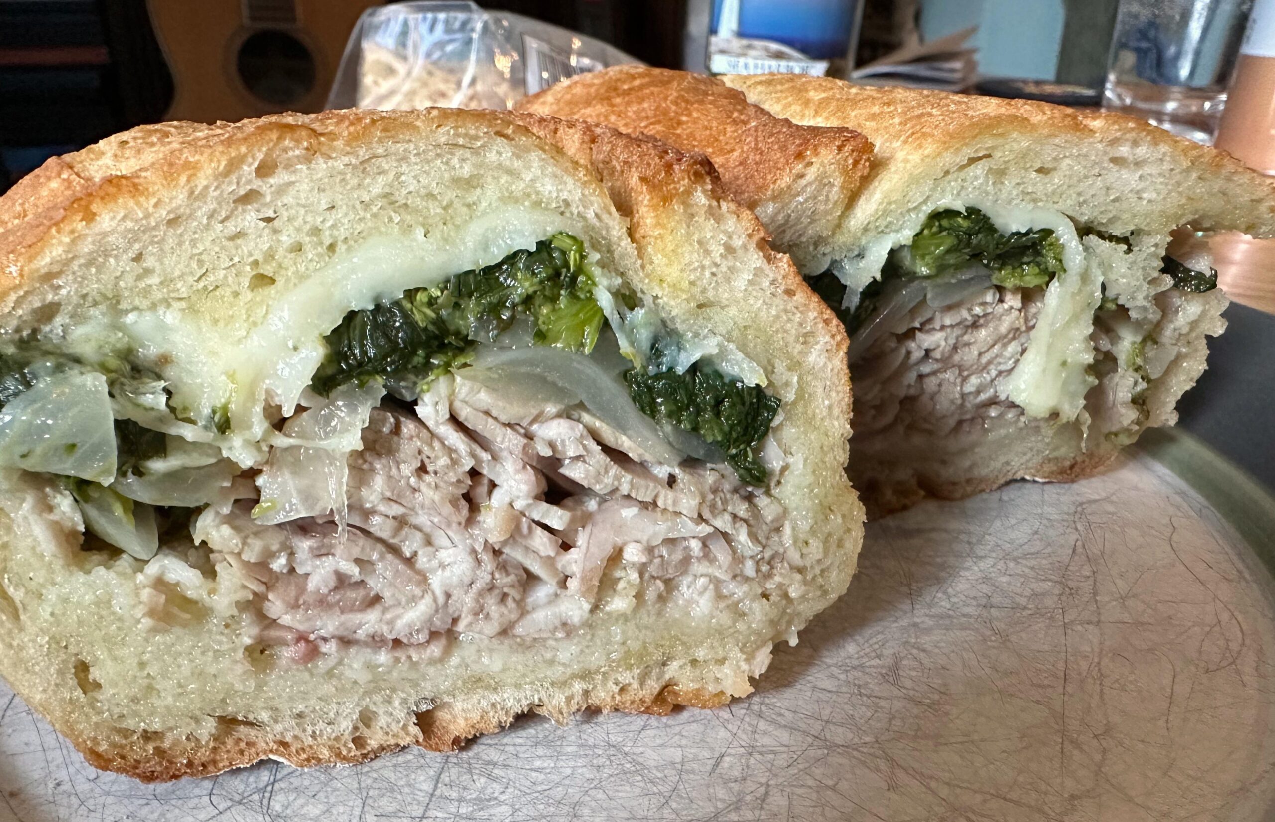 Porchetta with broccoli rabe and provolone from Di Pasquales ...