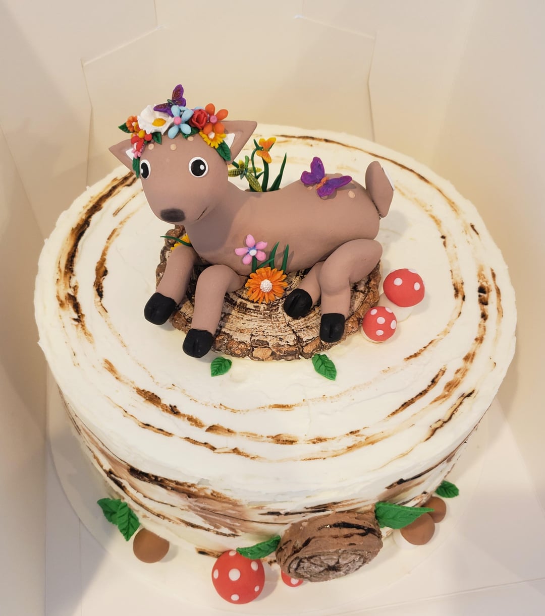 I made a fawn on a birch stump cake for my friend's baby shower ...