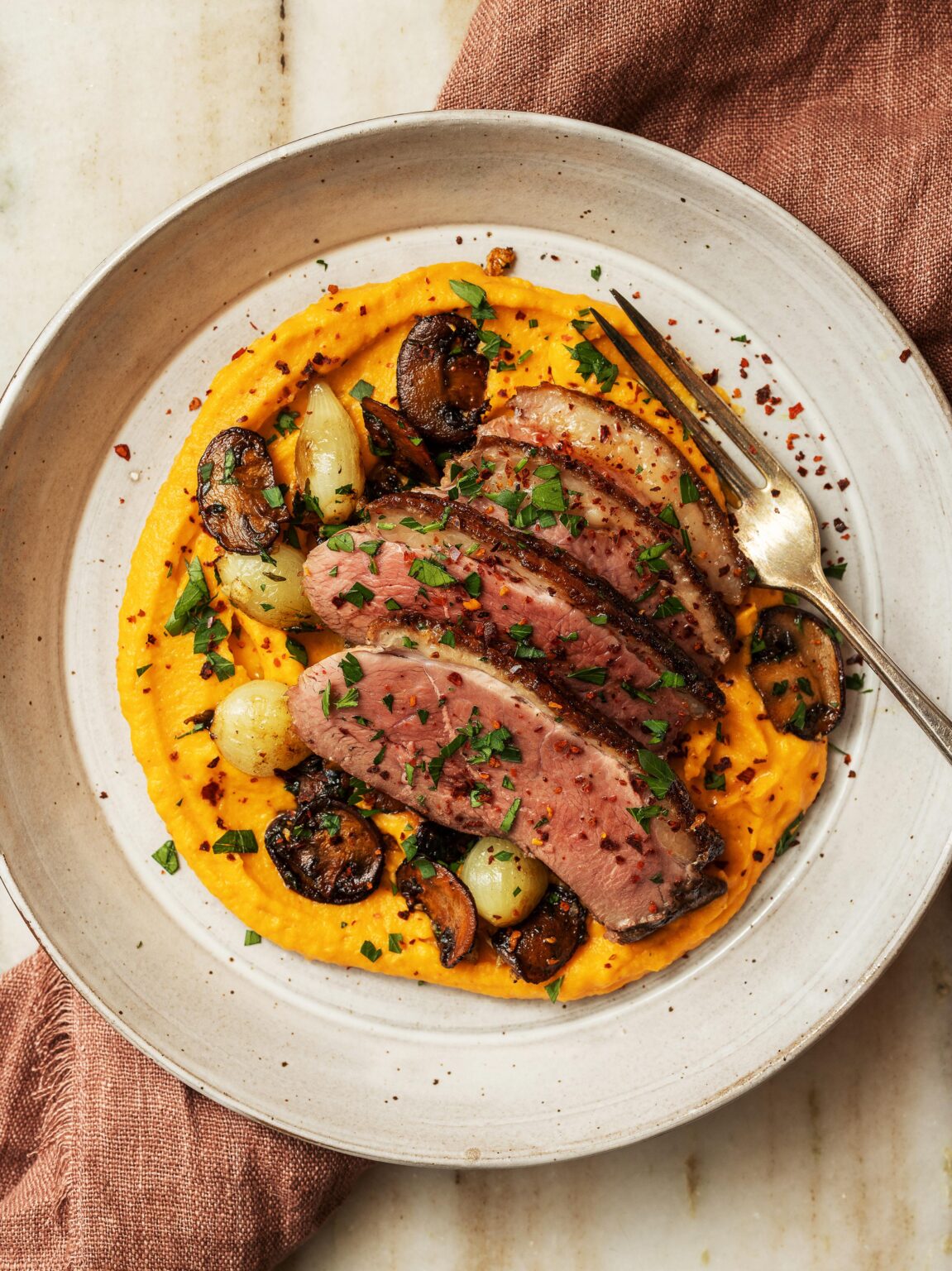 Duck Breast with Mushrooms and Pearl Onions - Dining and Cooking