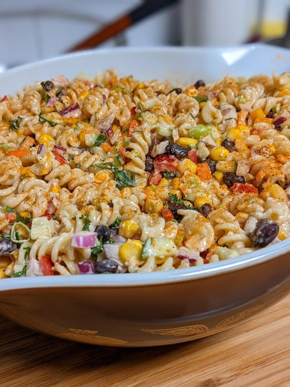 a big ole bowl of this elote inspired pasta salad - Dining and Cooking