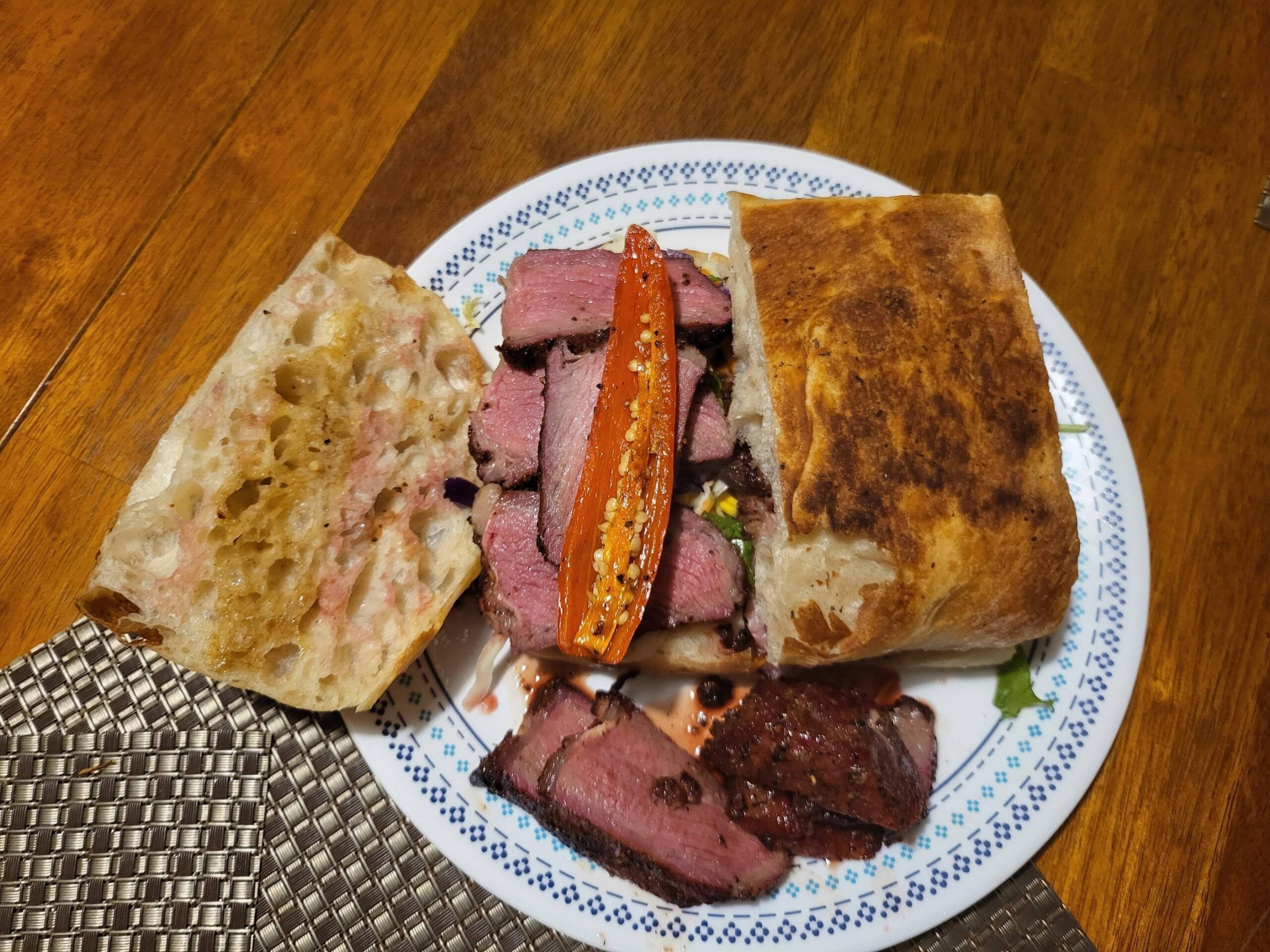 Smoked, reverse-seared steak in turkish bread - Dining and Cooking