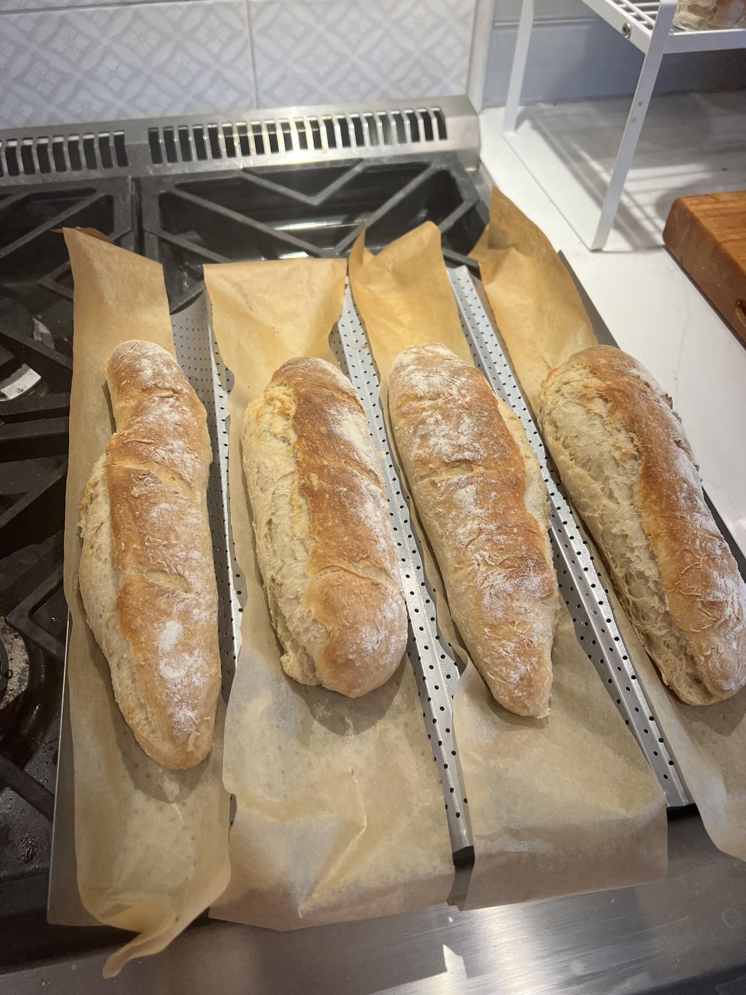 Tried making baguettes, they turned onto bread logs LOL. Need some more ...