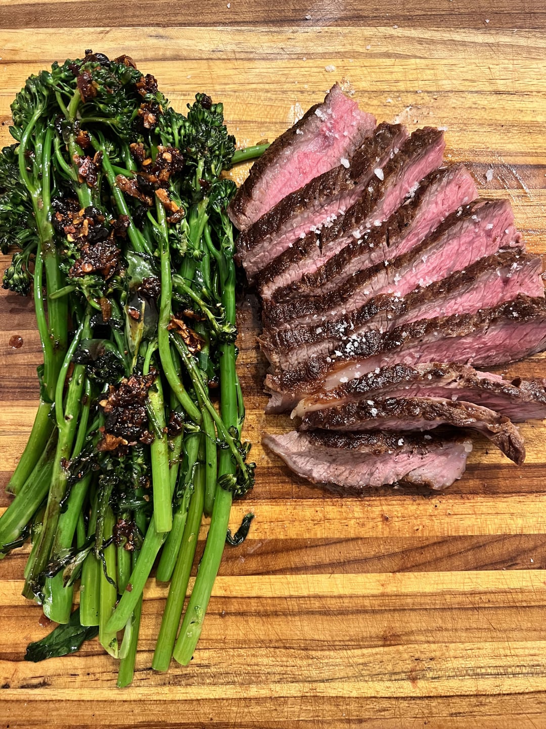 Soy salt dry brined Porterhouse and hot chili oil broccolini - Dining ...