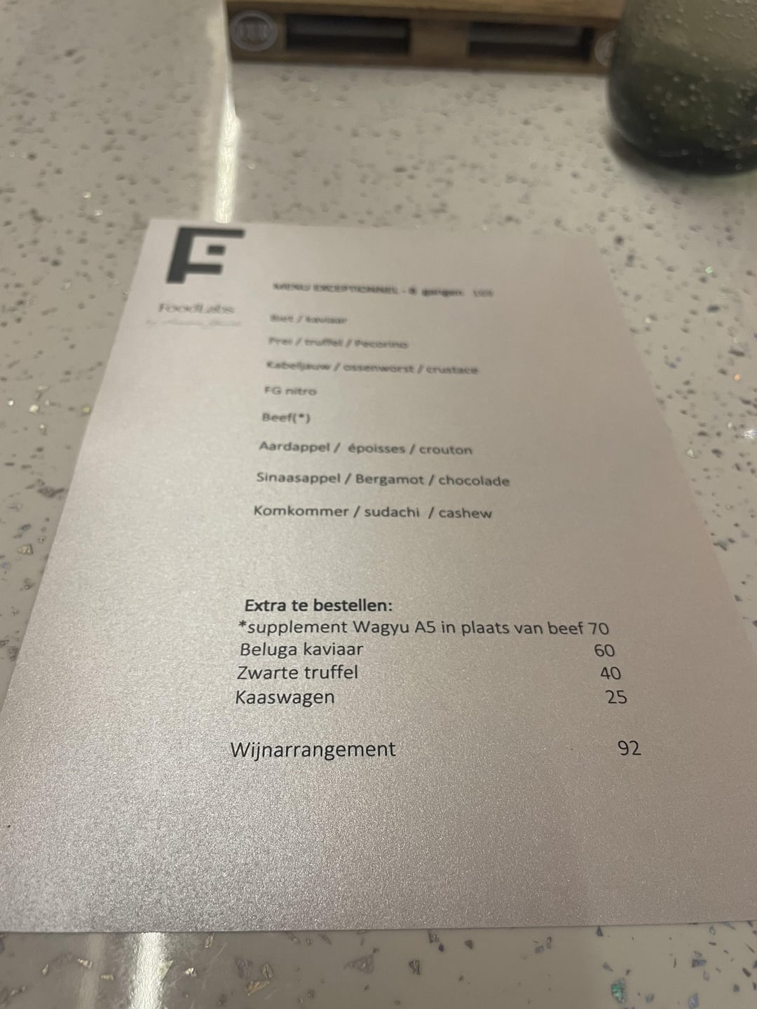 FG Labs (*) Rotterdam - menu exceptionnel - Dining and Cooking