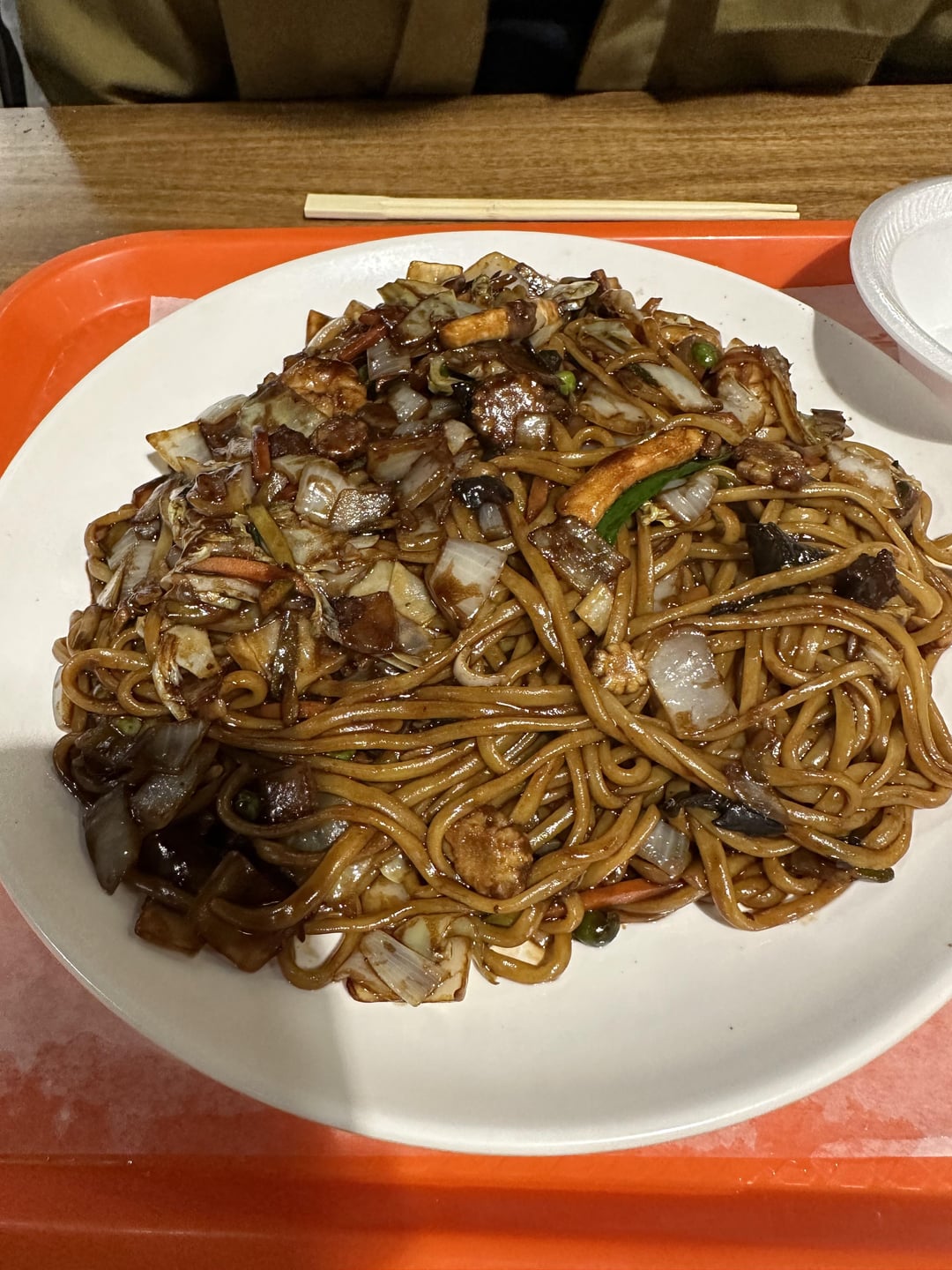 Giant platter of stir fried jajangmyun at Paiks noodle - Dining and Cooking