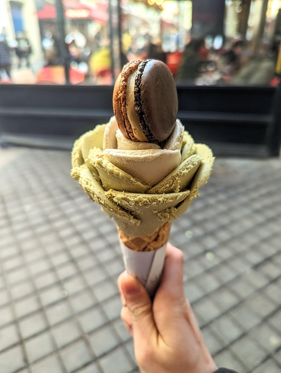 [I ate] Pistachio and White Chocolate Gelato w/ a Tiramisu Macaron ...