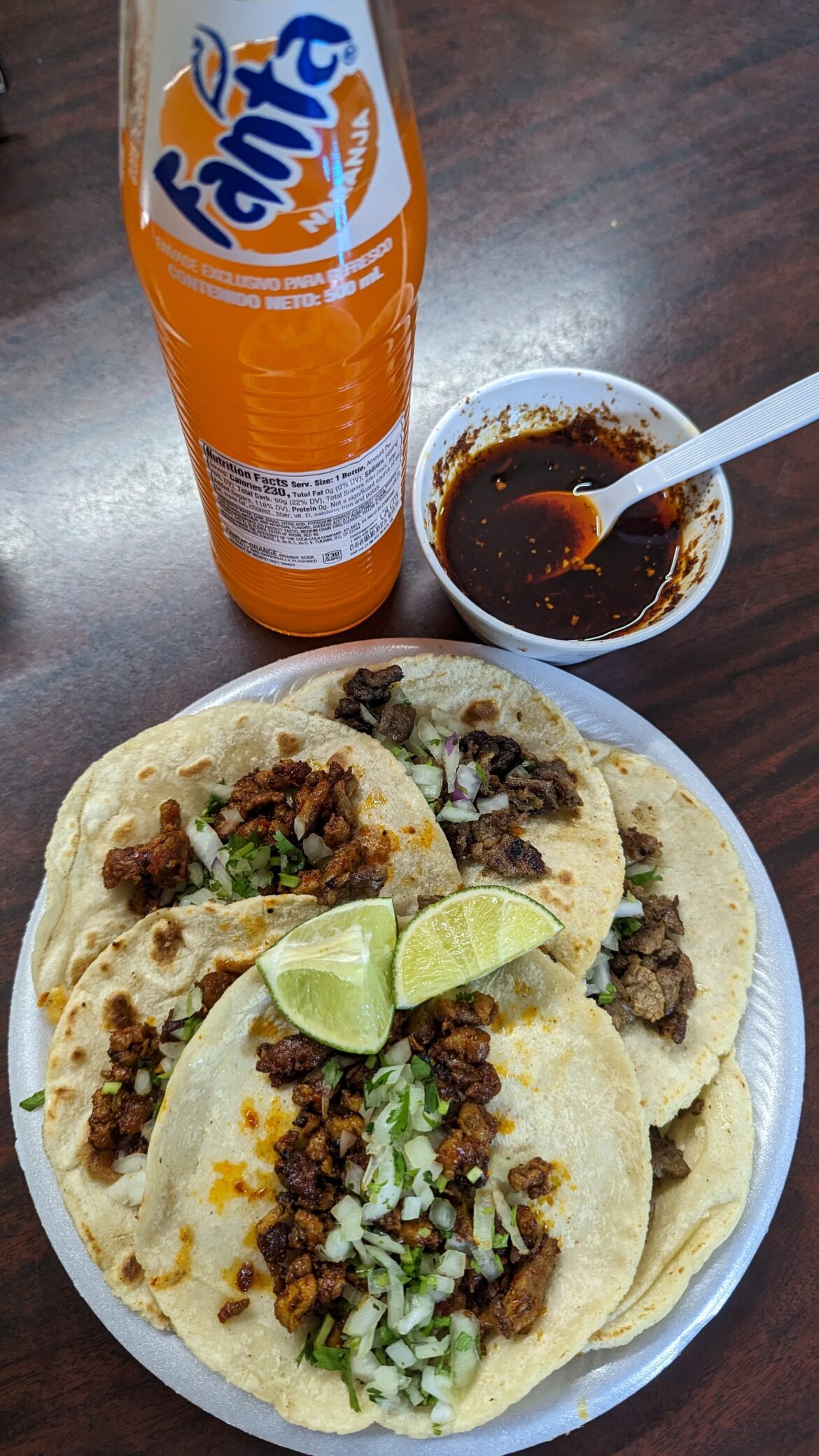 Dinner Last Night: 3 Asada, 3 Adobada, Orange Fanta & Some Chile De ...