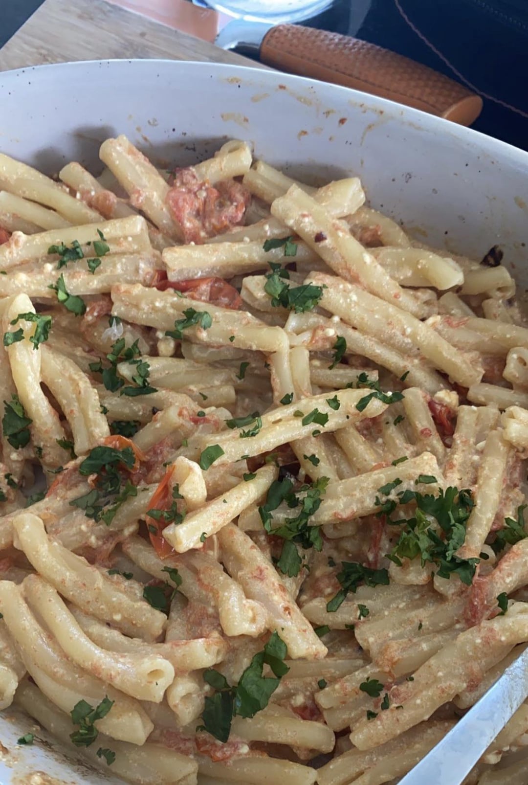 Baked feta pasta and some tomato prawn curly fettuccine! - Dining and ...