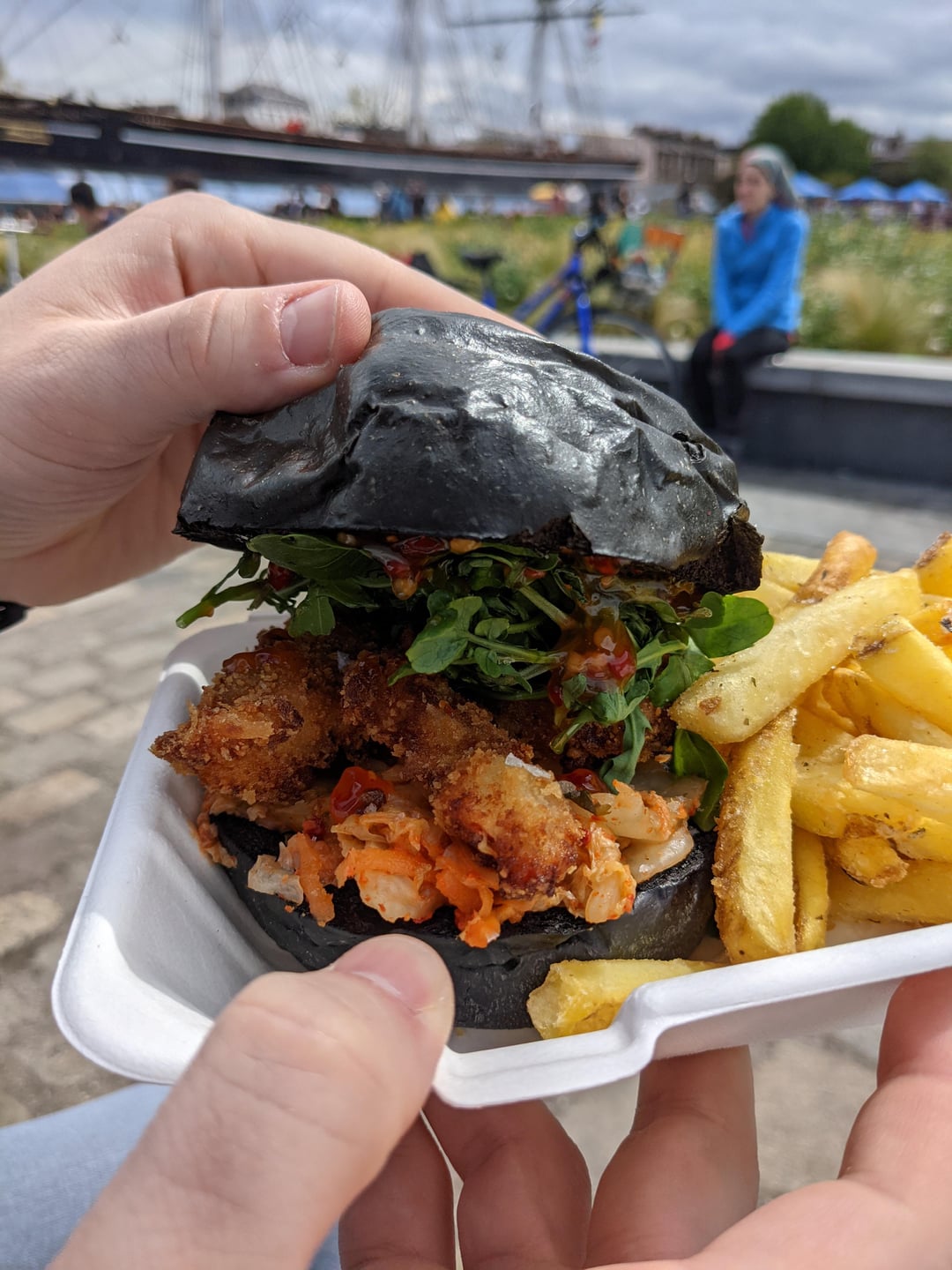 Buttermilk cod fingers and soft shell crab burger, Da Fish Ting, London ...