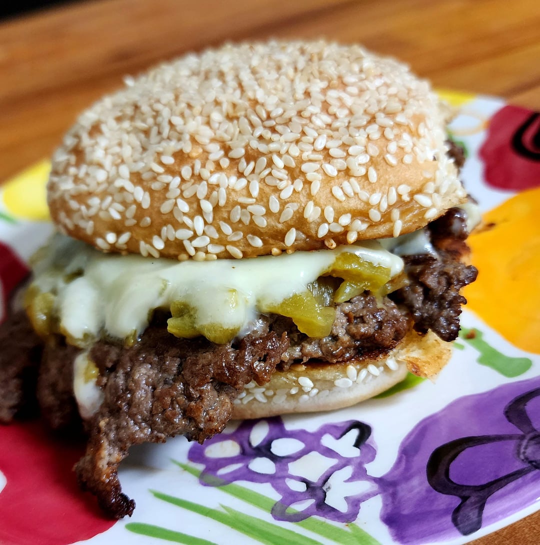 Simple hatch chile and cheese smashburger. - Dining and Cooking