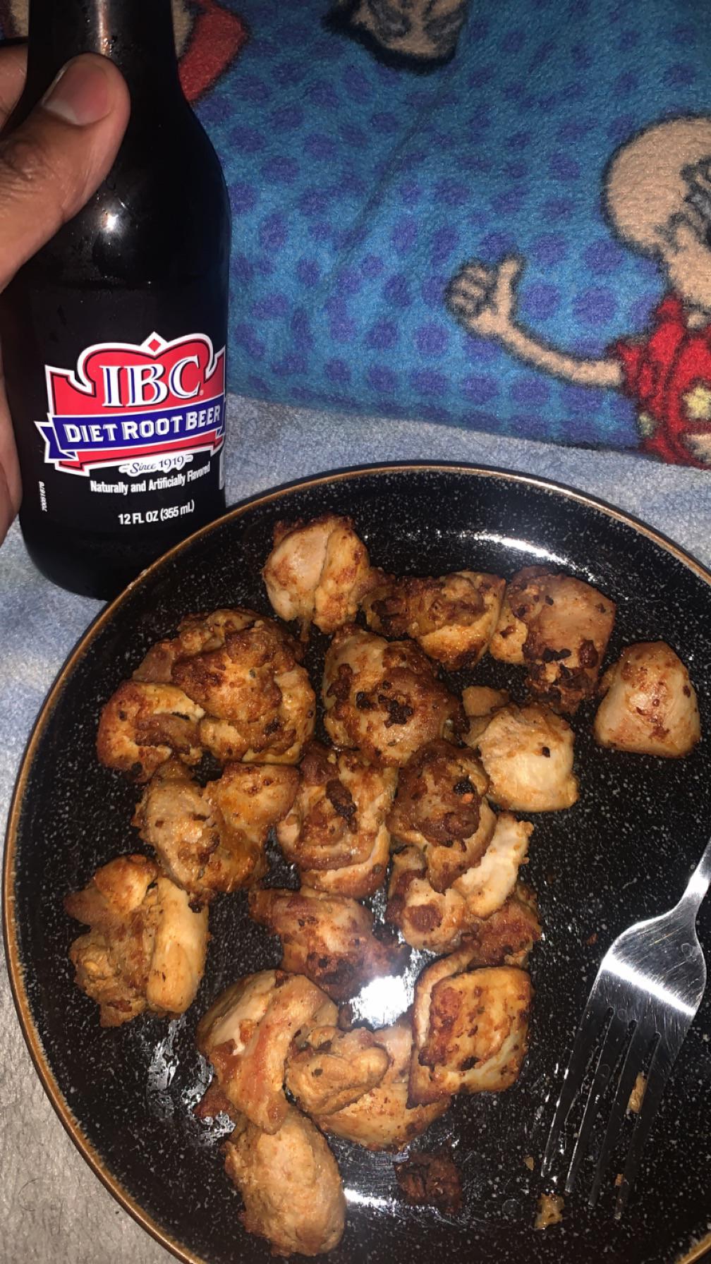 Air fried garlic parm chicken thighs and diet root beer (805 ...