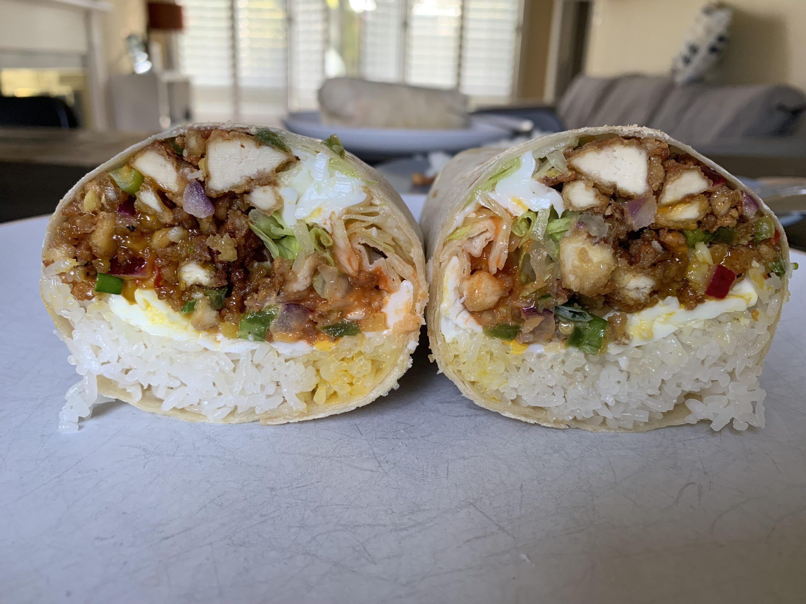 Filipino tofu sisig burrito (with garlic rice and a fried egg) - Dining ...