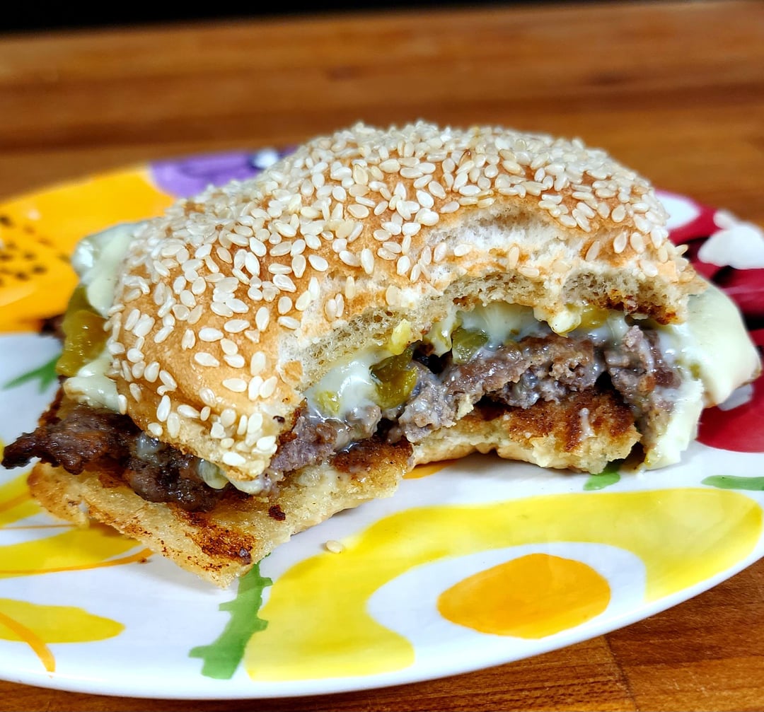 Simple hatch chile and cheese smashburger. - Dining and Cooking