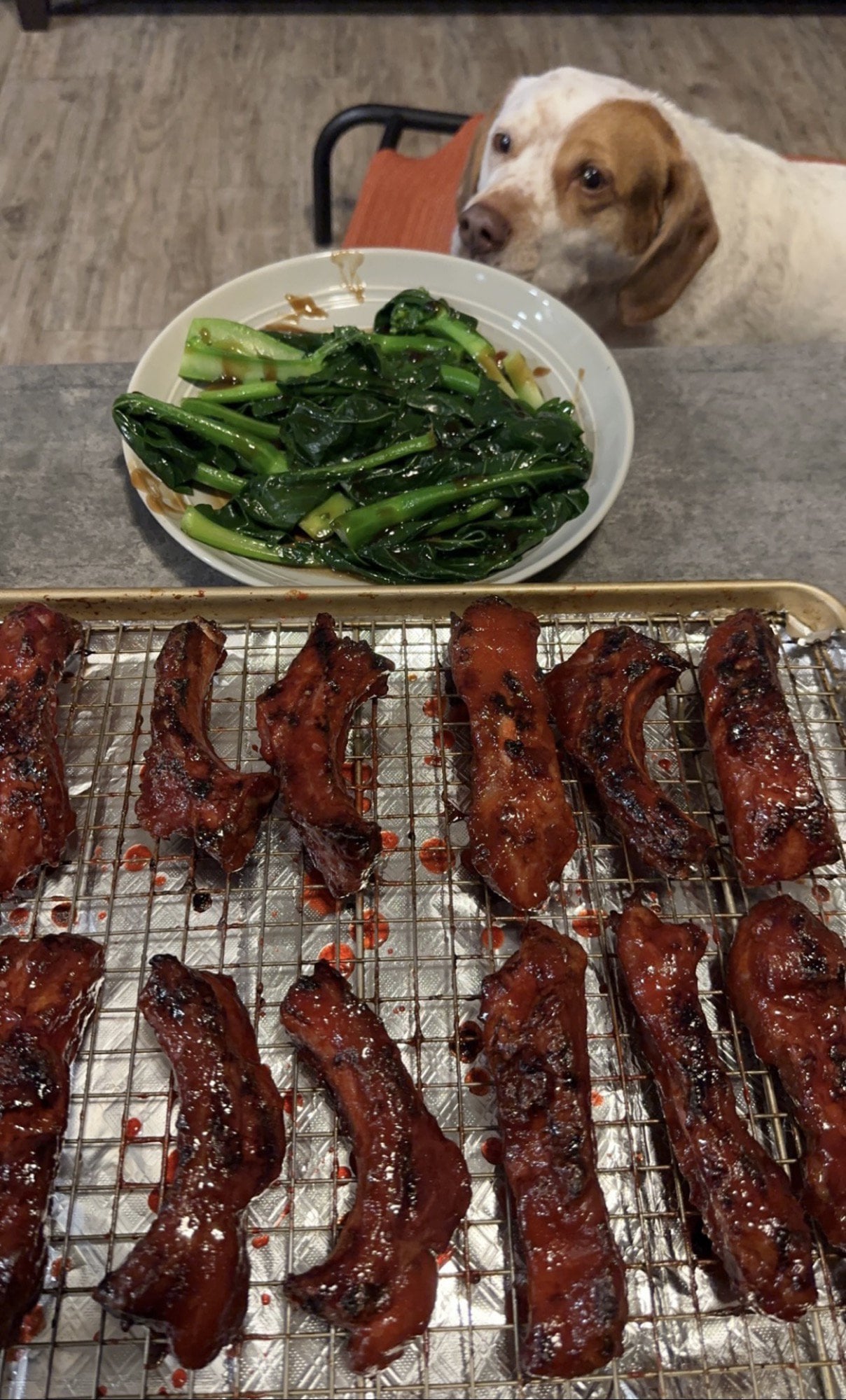 Char Sui Ribs With Chinese Broccoli And Oyster Sauce Dining And Cooking