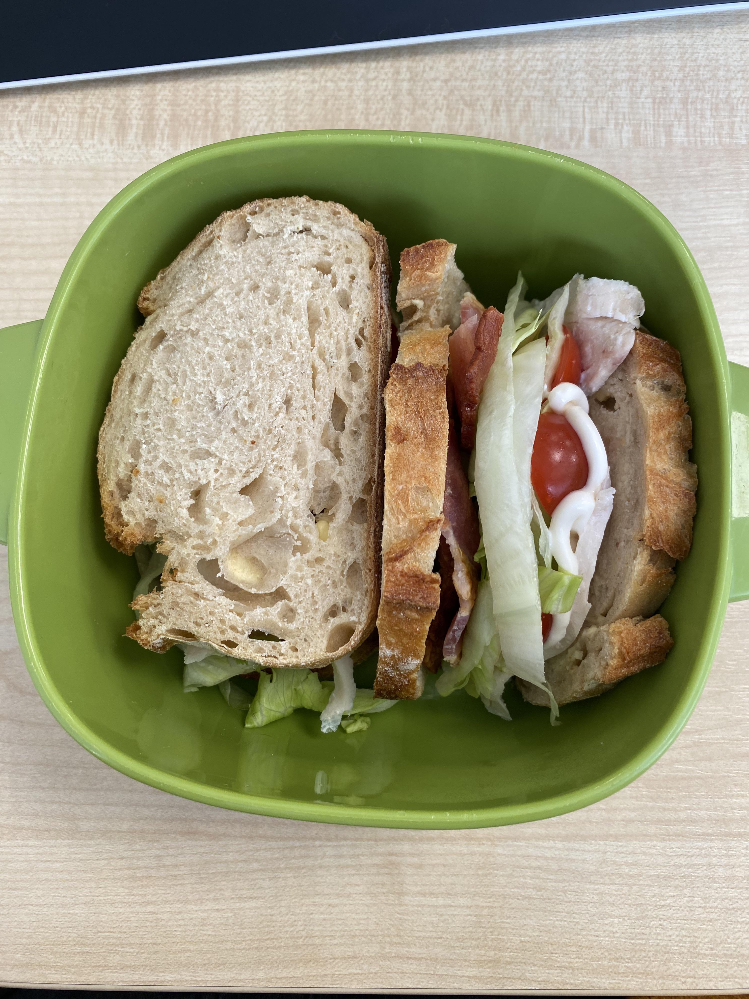 Homemade chicken and bacon club on sourdough - Dining and Cooking