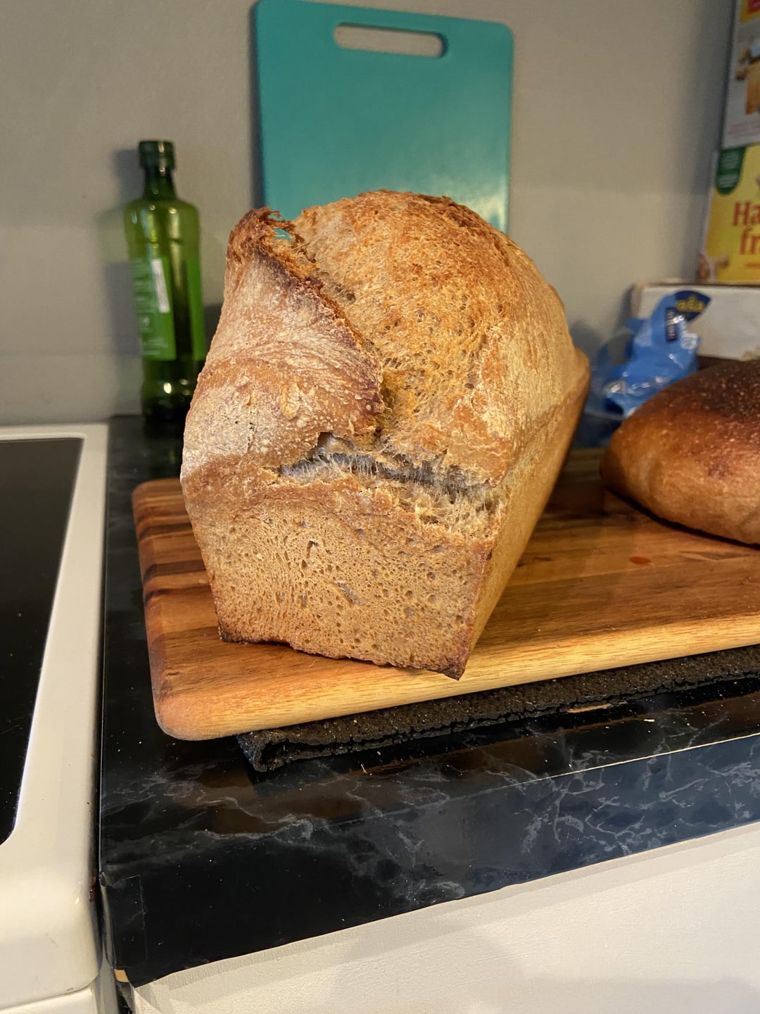 My sandwich loaf doubled in size during baking but my Dutch oven loaf ...