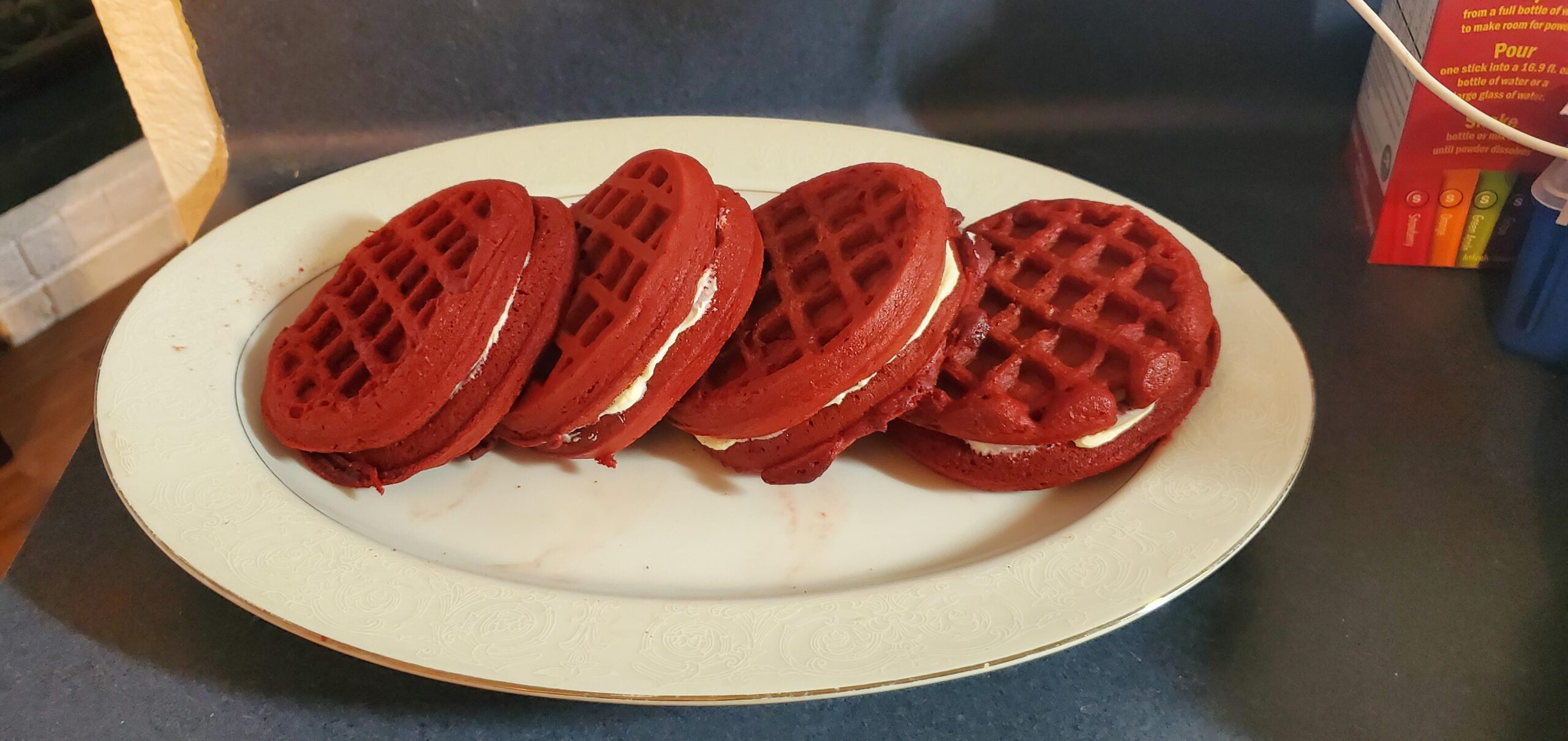 Homemade Red Velvet Waffles with Buttercream - Dining and Cooking