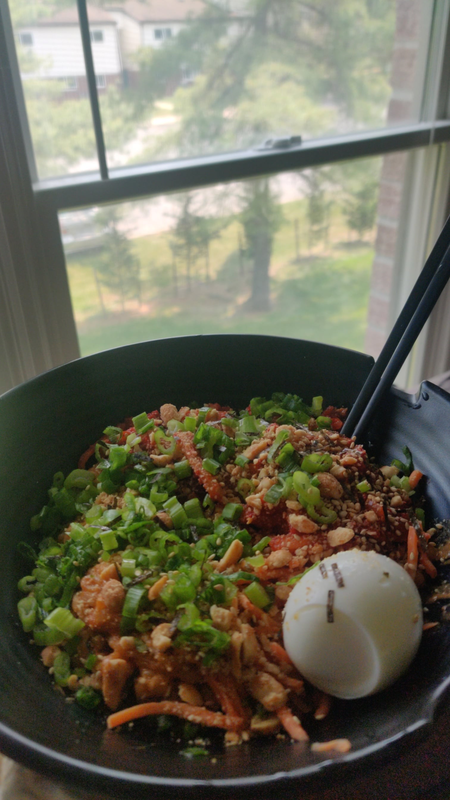 Buldak 2x with a dollop of peanut butter; as well as green onion ...