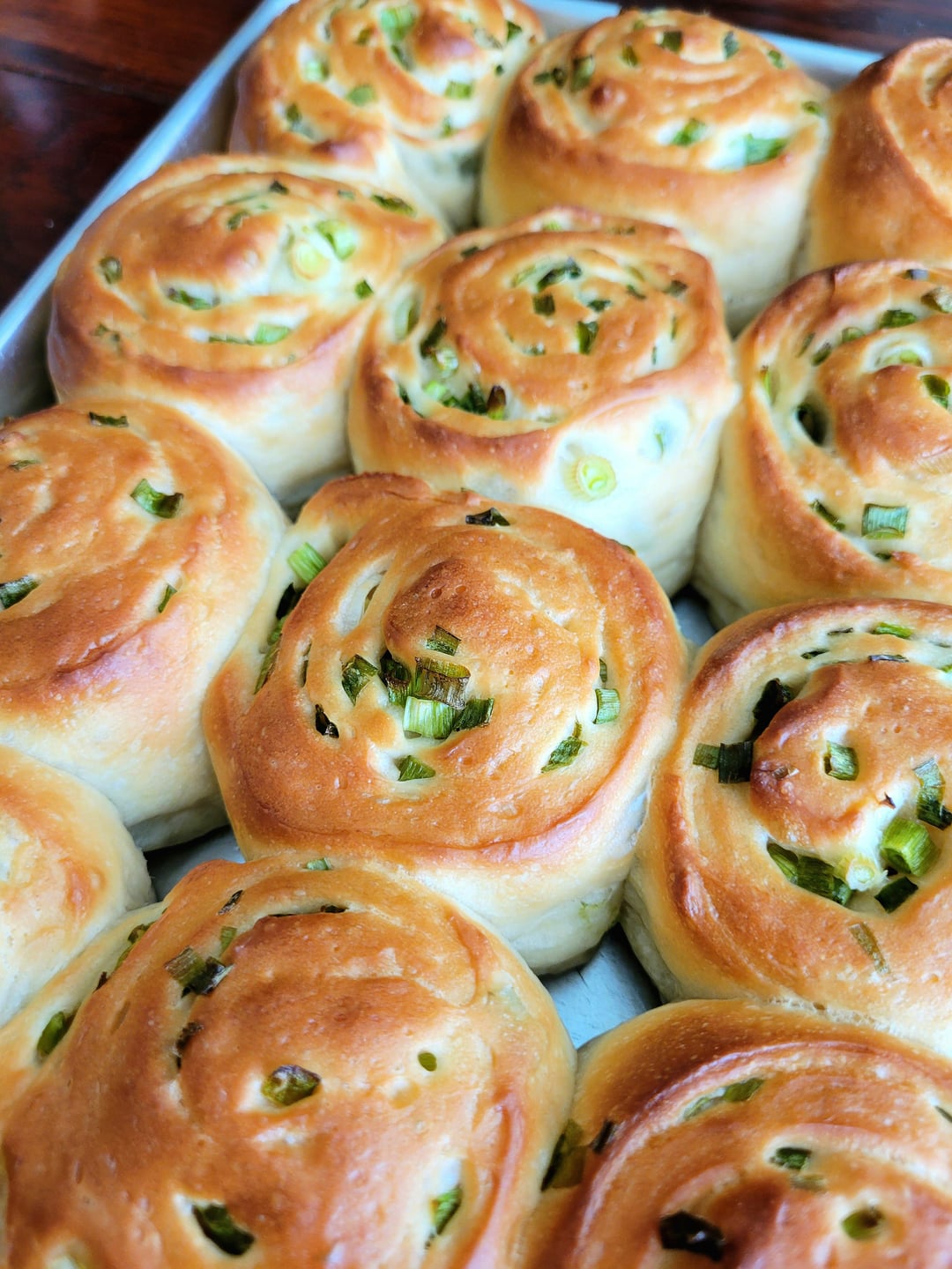 I love Japanese milk bread but decided to switch it up this time and make scallion milk bread ...