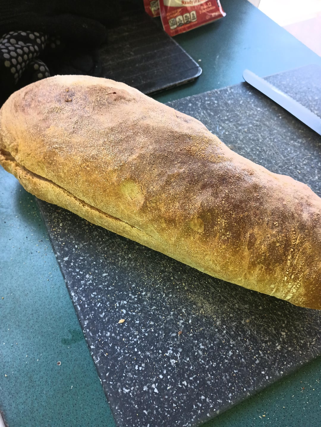 Calzones and Garlic bread made from a fresh loaf of ciabata bread ...
