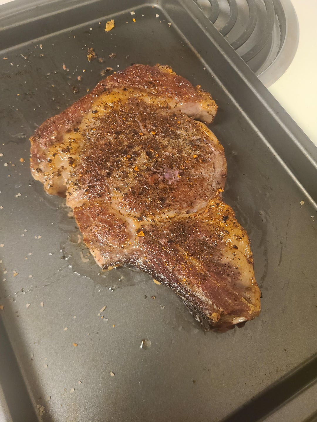 Reverse sear. Final resting temperature of 130. Never cooked a bone-in ...