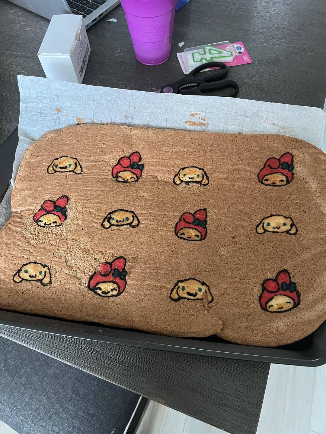 My attempt at a Swiss roll cake with my favorite Sanrio characters ...