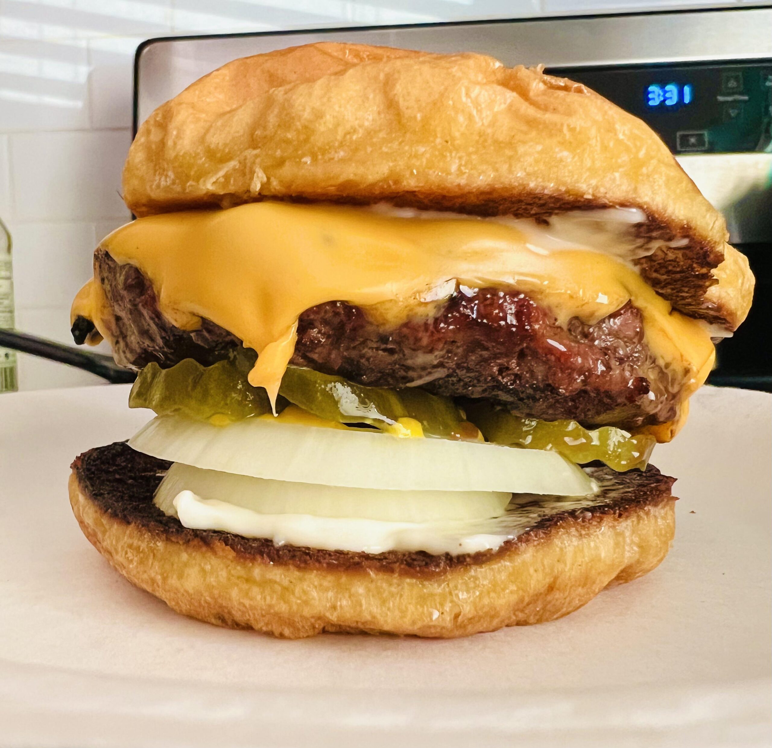 Late Friday afternoon working from home backyard cheeseburger. - Dining ...
