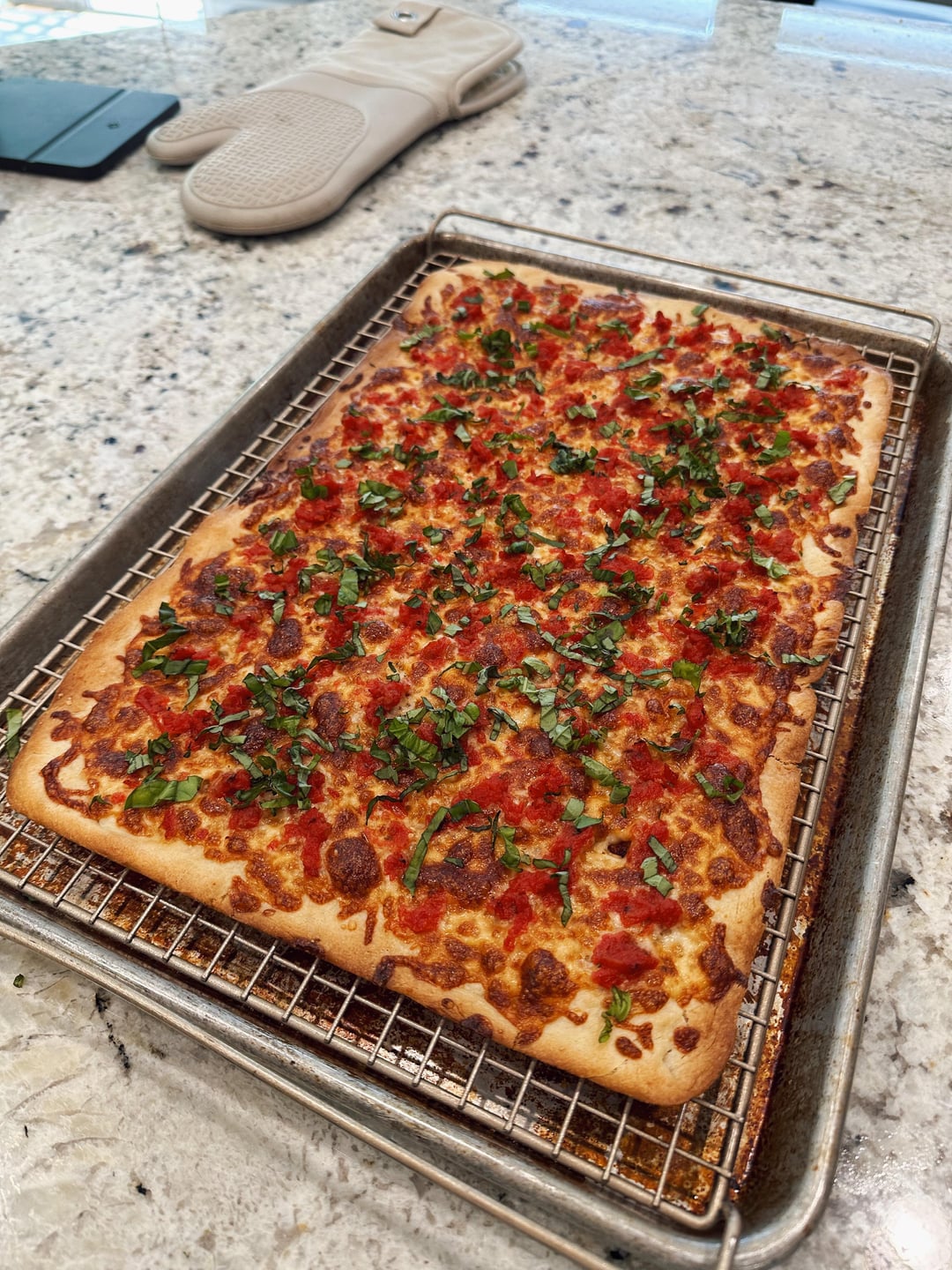 My first attempt at Grandma Pan Pizza! Was super crispy and light. But ...