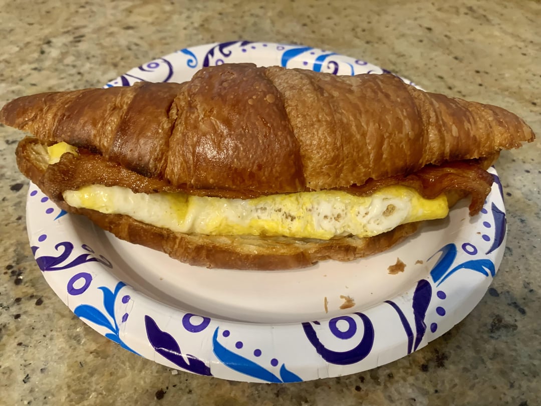 Bacon, Egg & Cheese betwixt a Costco croissant - Dining and Cooking