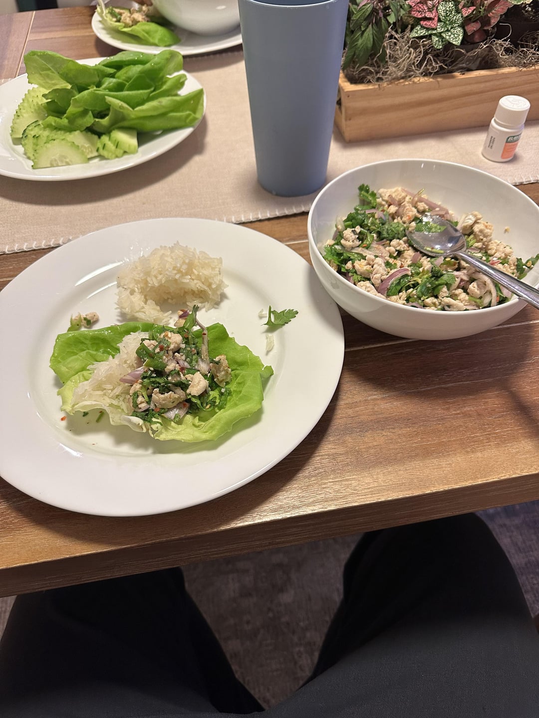 Thai “Larb” turkey lettuce wraps with sticky rice - Dining and Cooking