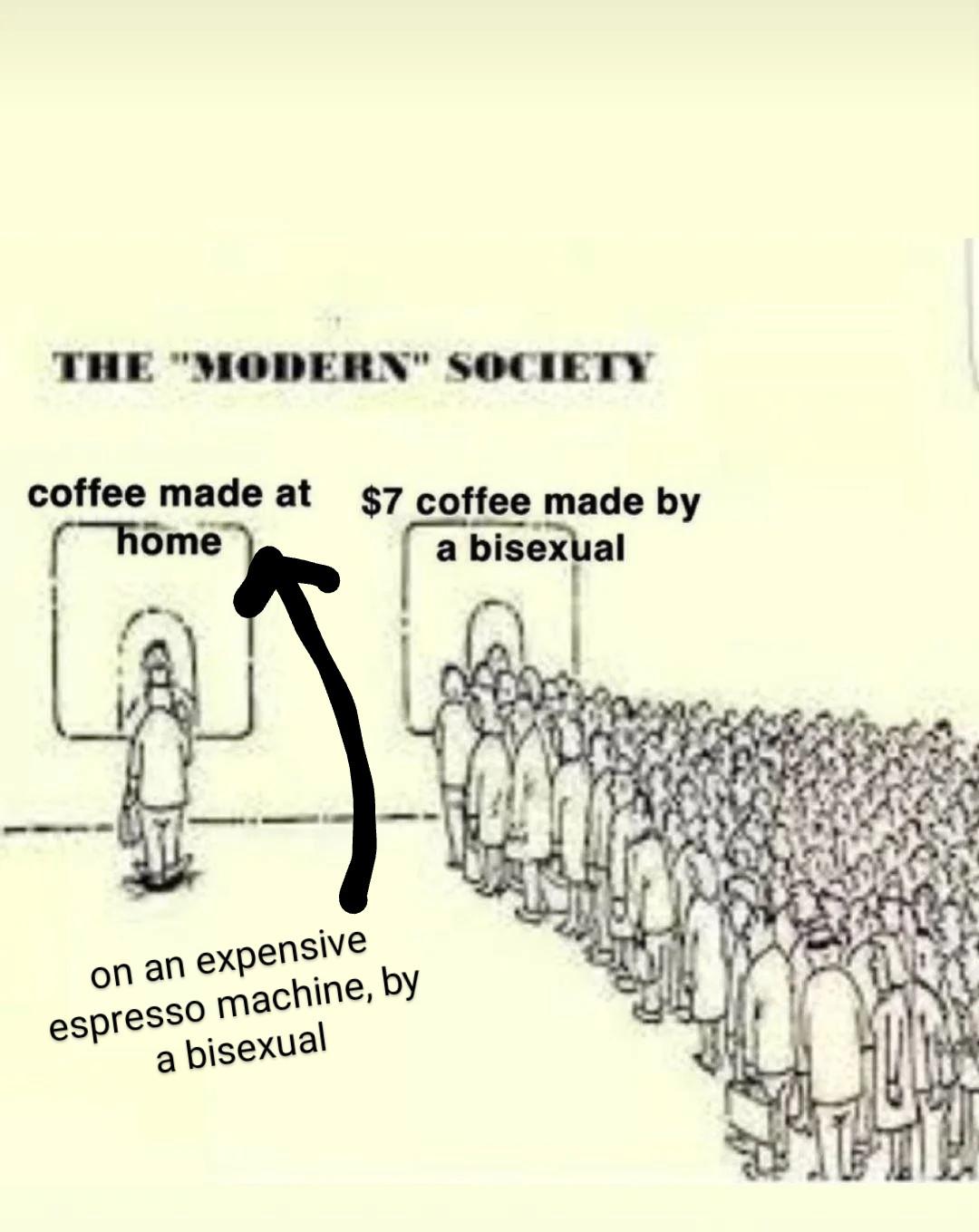 Updated this meme for my fellow bi members of r/espresso - Dining and ...