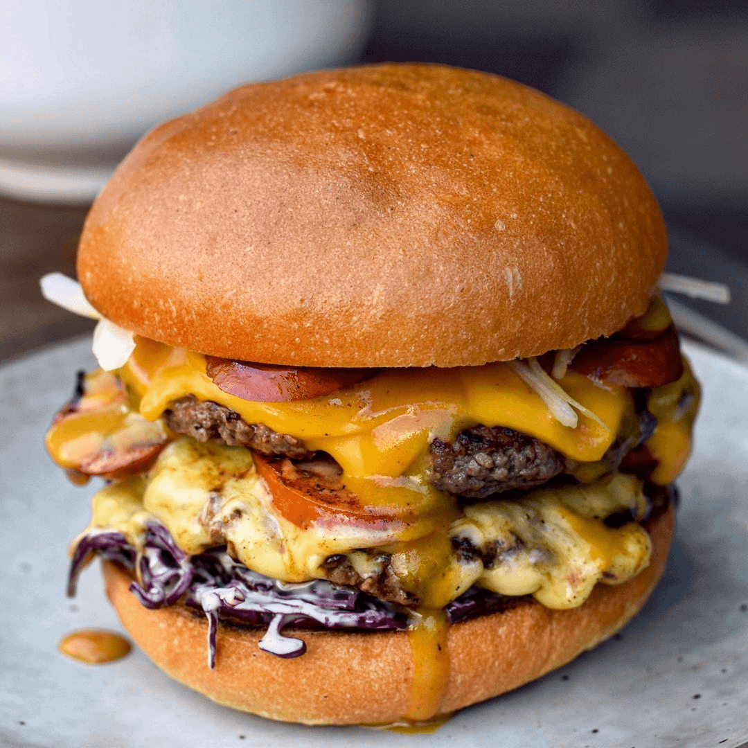 2 prime beef smashed patties, cheese kranksy, double cheddar, Alabama ...