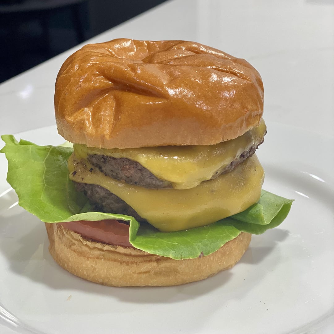 Homemade Double Cheeseburgers on a Brioche Bun - Dining and Cooking