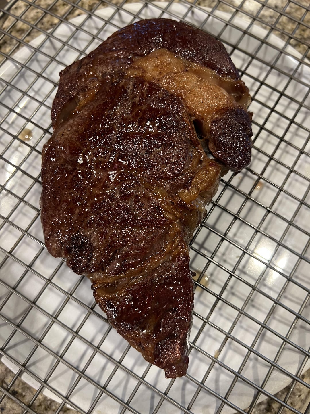 45 day dry aged ribeye smoked then seared. Did I do it justice ...