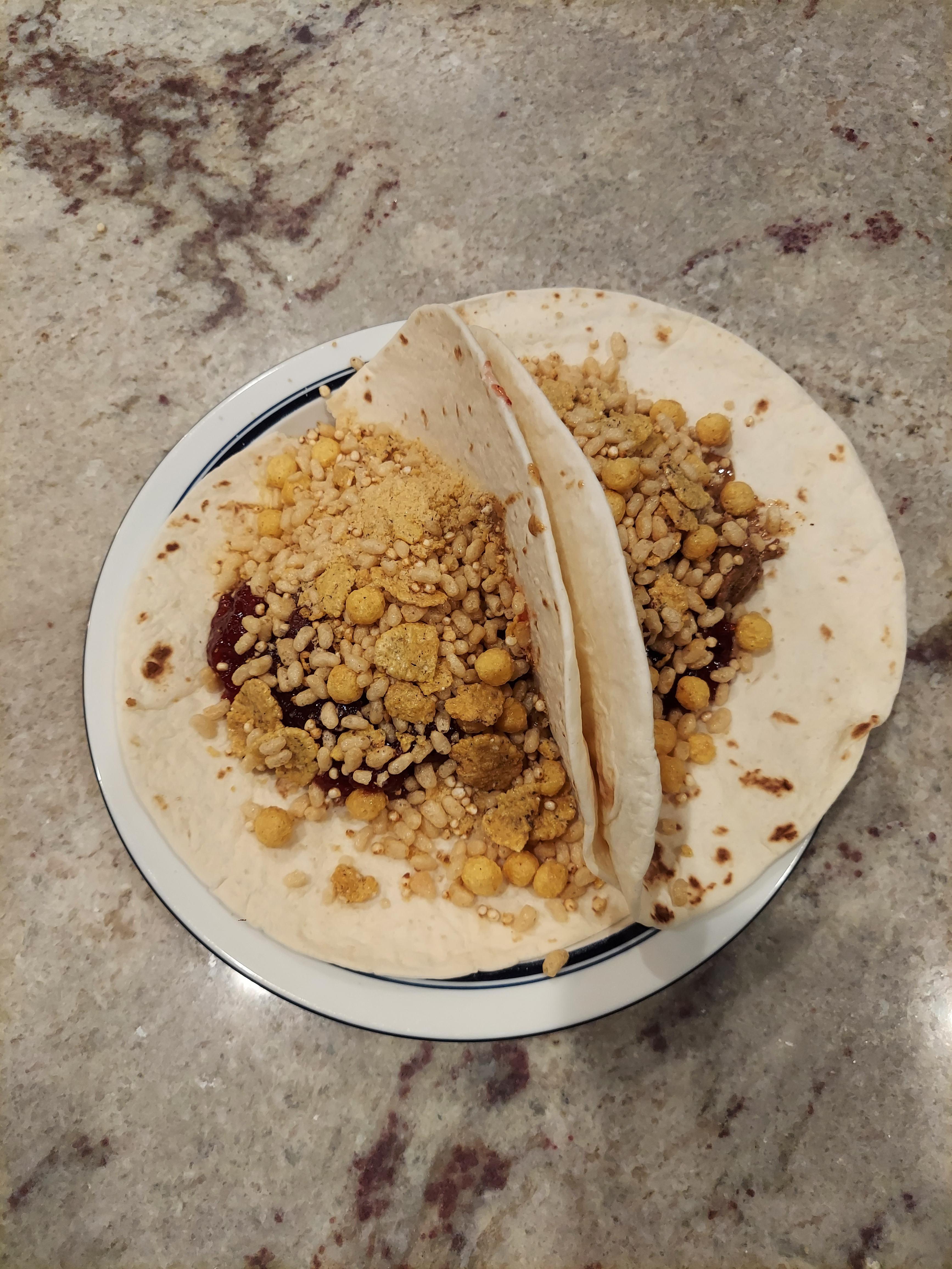 Peanut butter and jelly burritos with cereal - Dining and Cooking