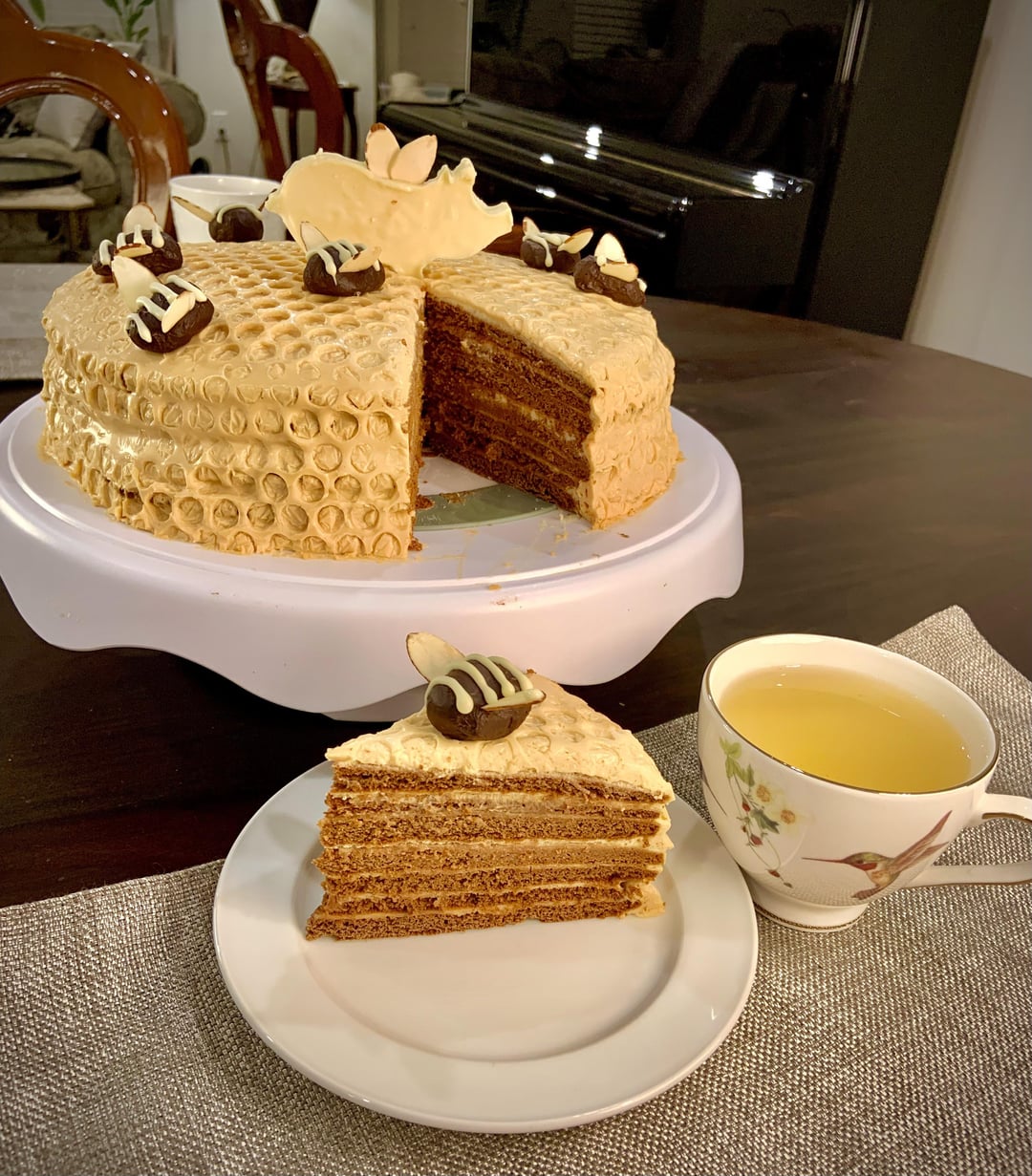 Homemade Tort Spartak - an Eastern European honey cake consisting of ...