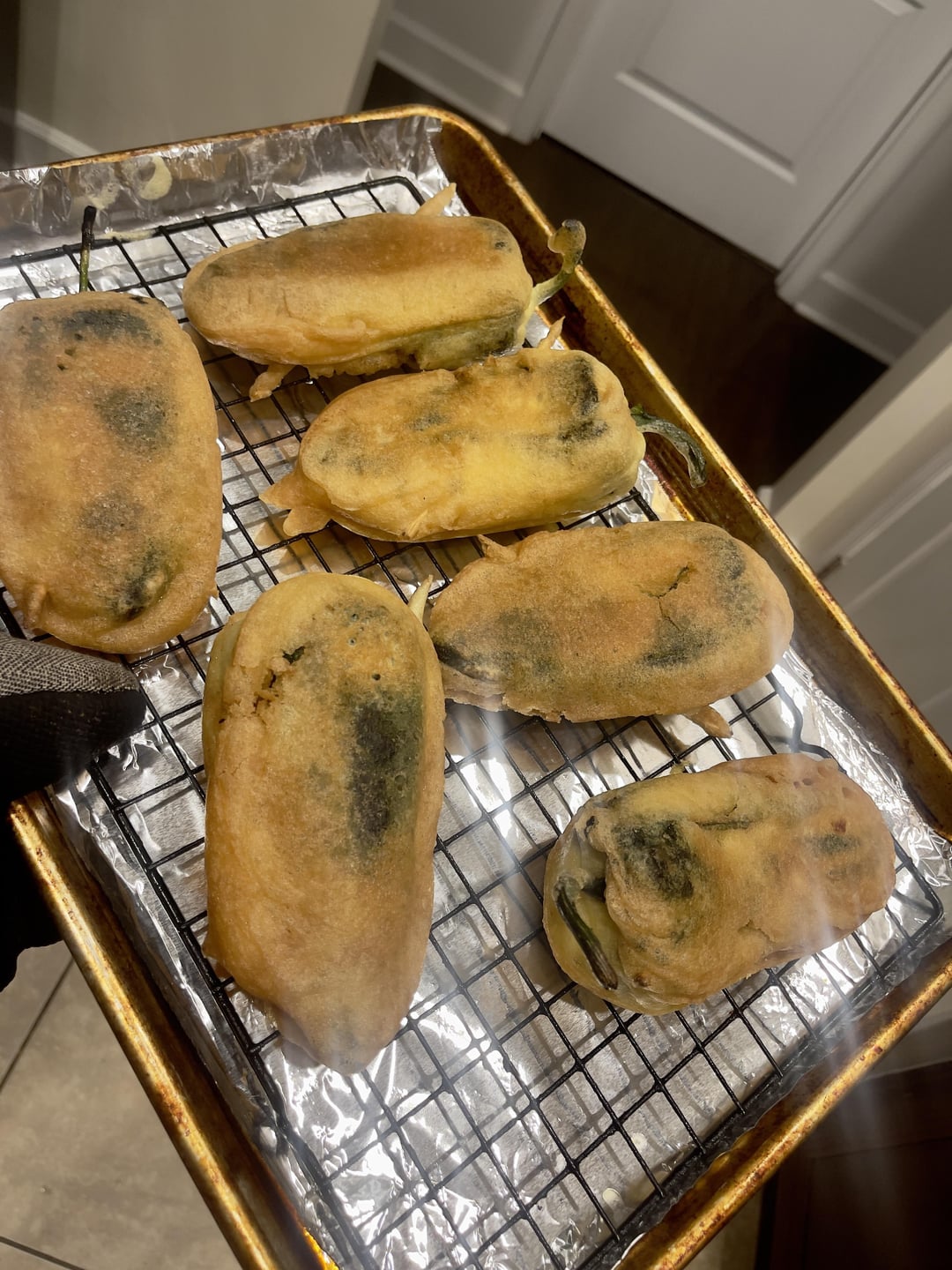 [Homemade] Shrimp Diablo, pinto beans, Mexican rice and egg battered ...