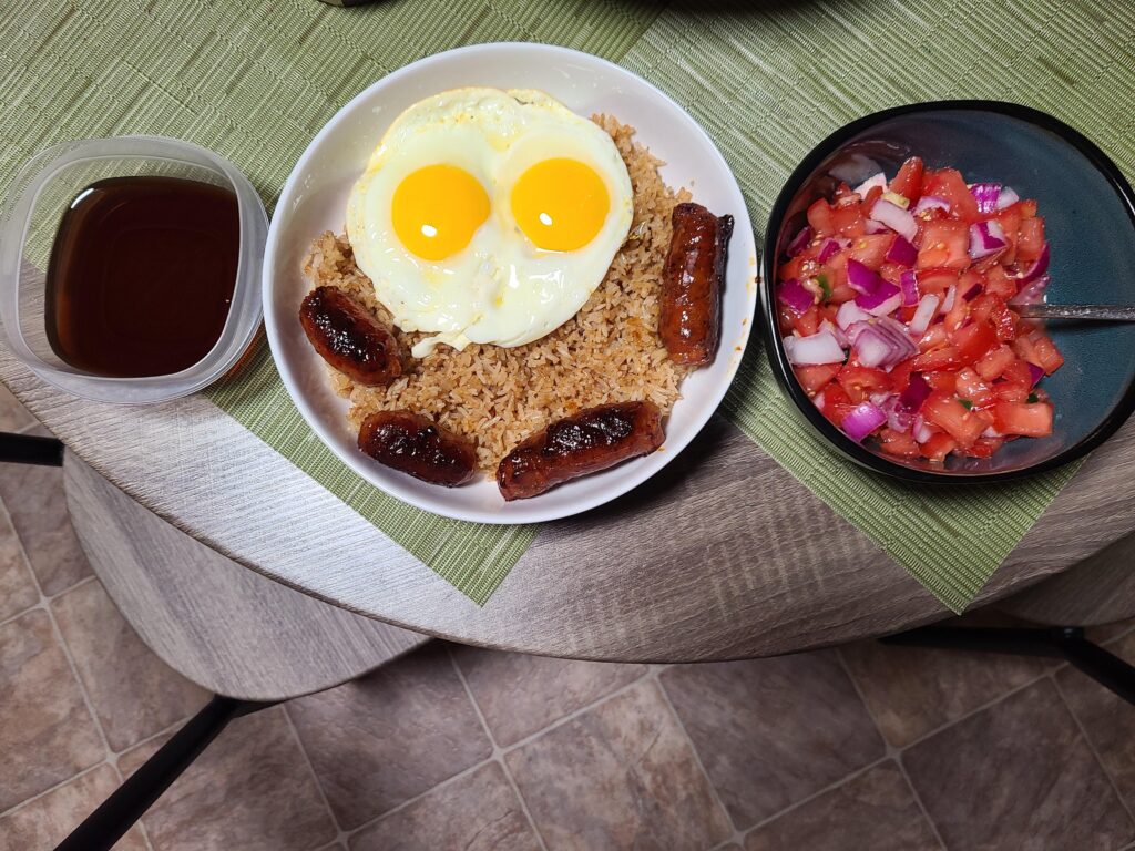 Longsilog (Filipino sausage, garlic fried rice and eggs) - Dining and ...