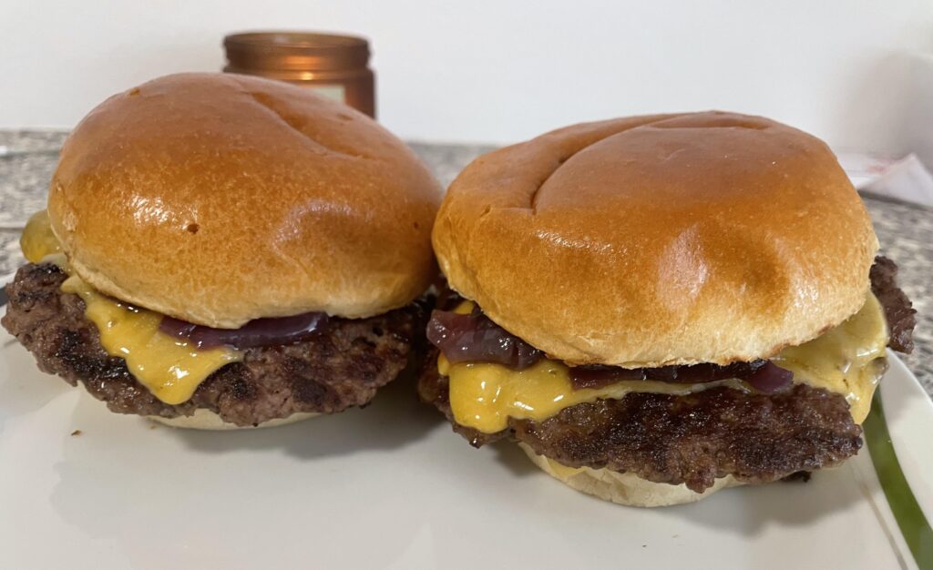 double cheeseburger with oinions - Dining and Cooking